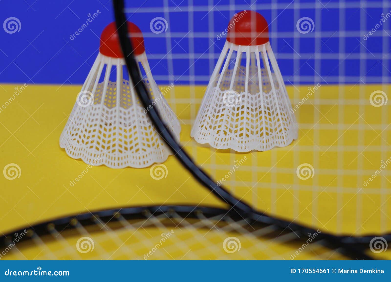 Badminton. Two Shuttlecocks and Two Badminton Racket Stock Image ...
