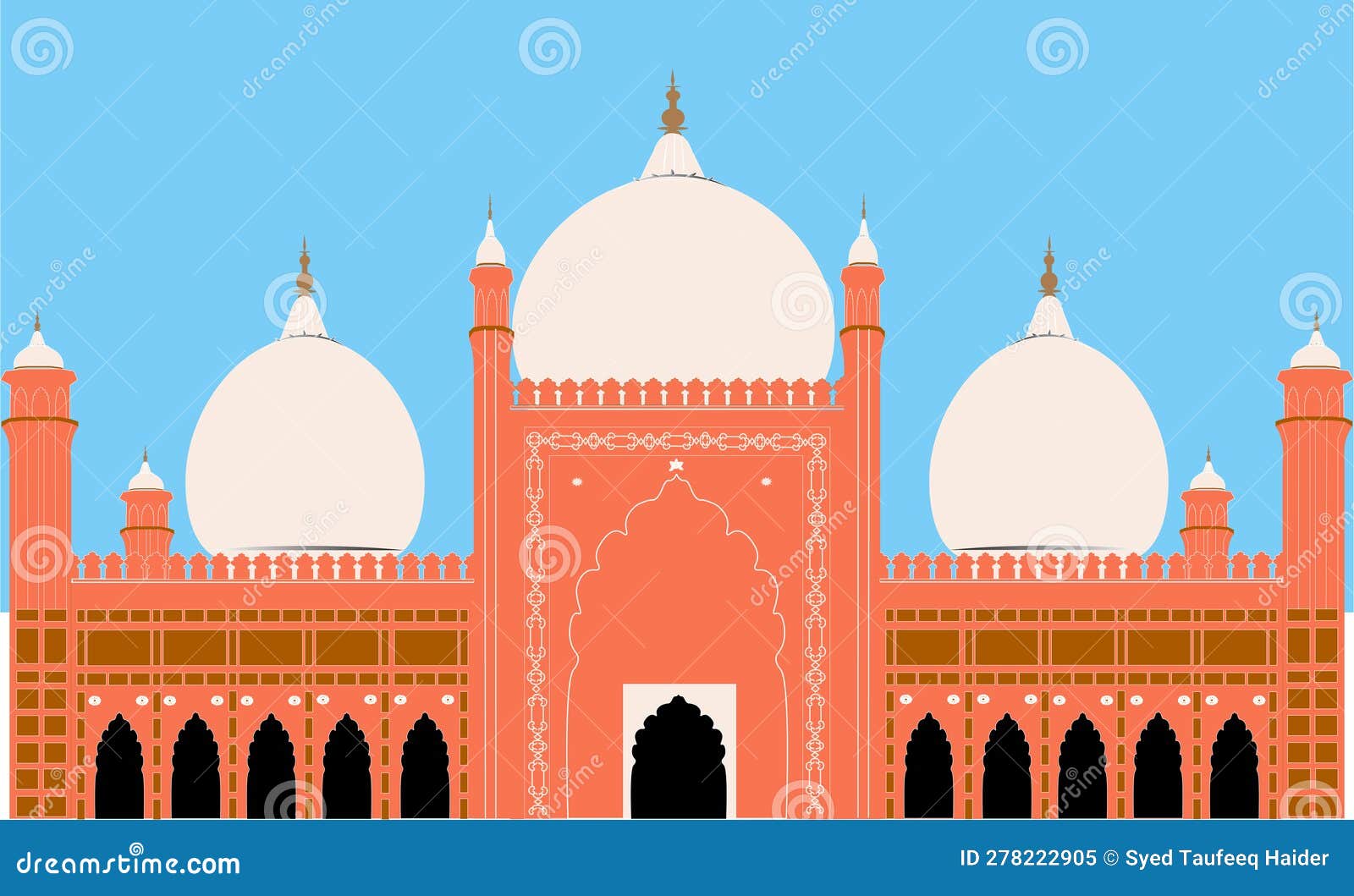 Badshahi Mosque Icon In Different Style Vector Illustration. Two ...