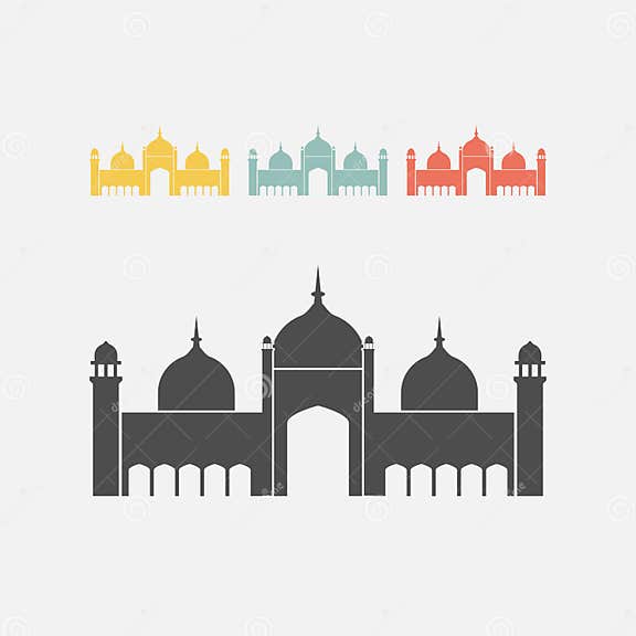 Badshahi Mosque stock vector. Illustration of culture - 96741757
