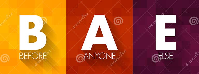 BAE - before Anyone Else Acronym Text Concept for Presentations and ...