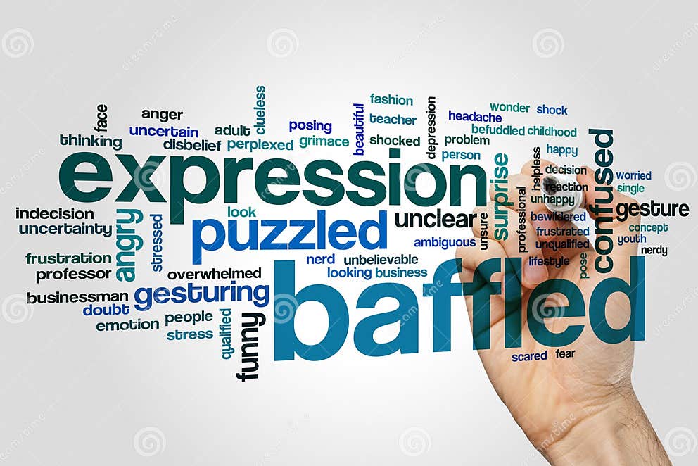 Baffled Word Cloud Concept on Grey Background Stock Image - Image of ...