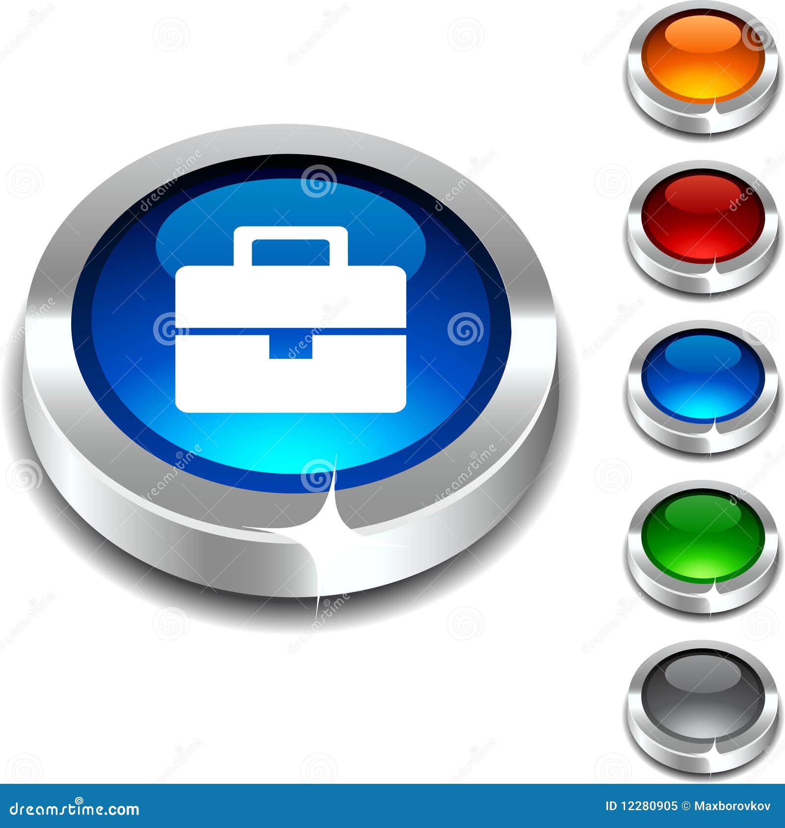 Bag 3d button. stock vector. Illustration of blue, shiny - 12280905