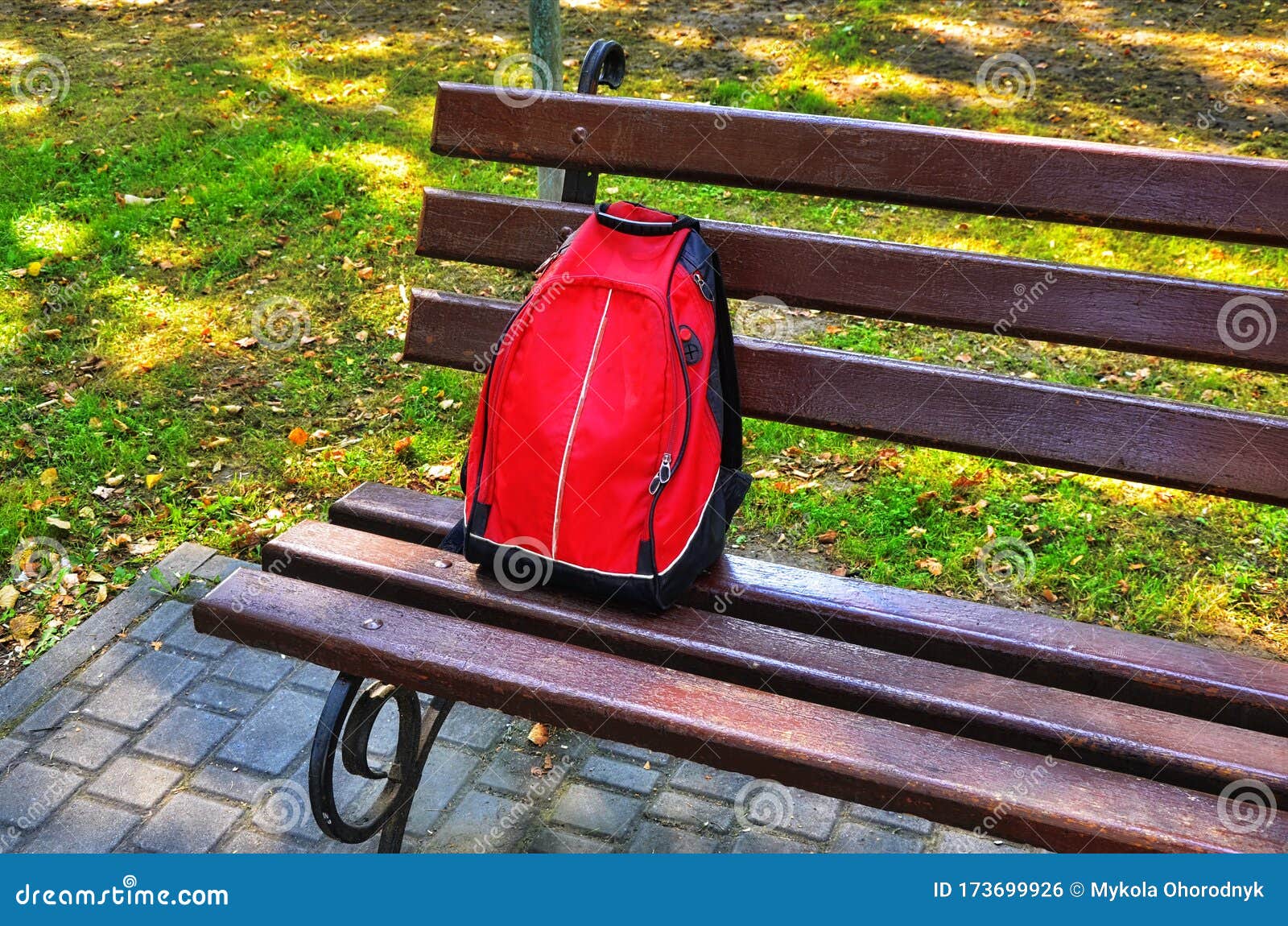 Bag on the Bench in Autumn Park Stock Photo - Image of brown, carry ...