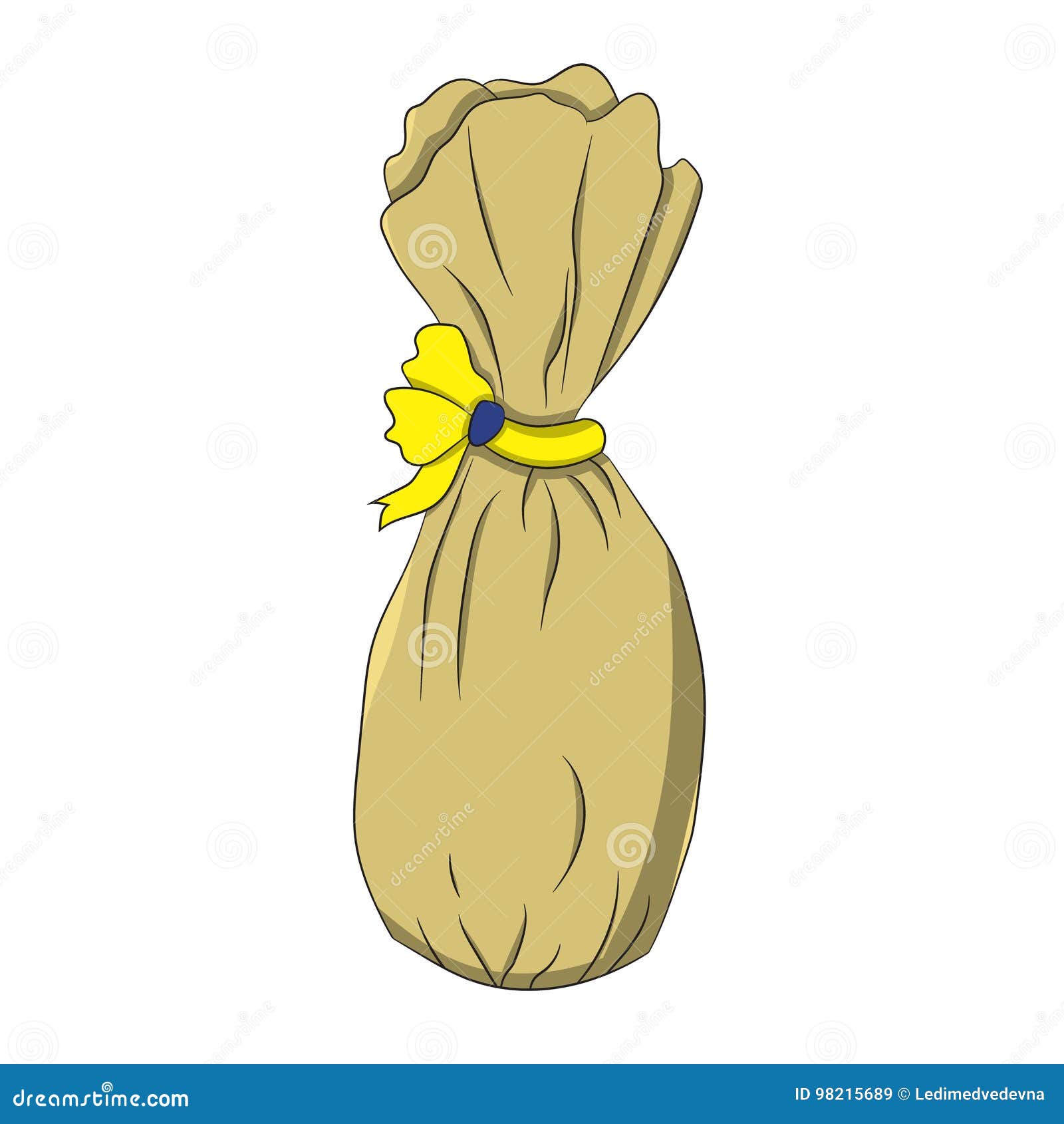 Bag with a Bow. Vector Illustration. Drawing by Hand. Stock Vector ...