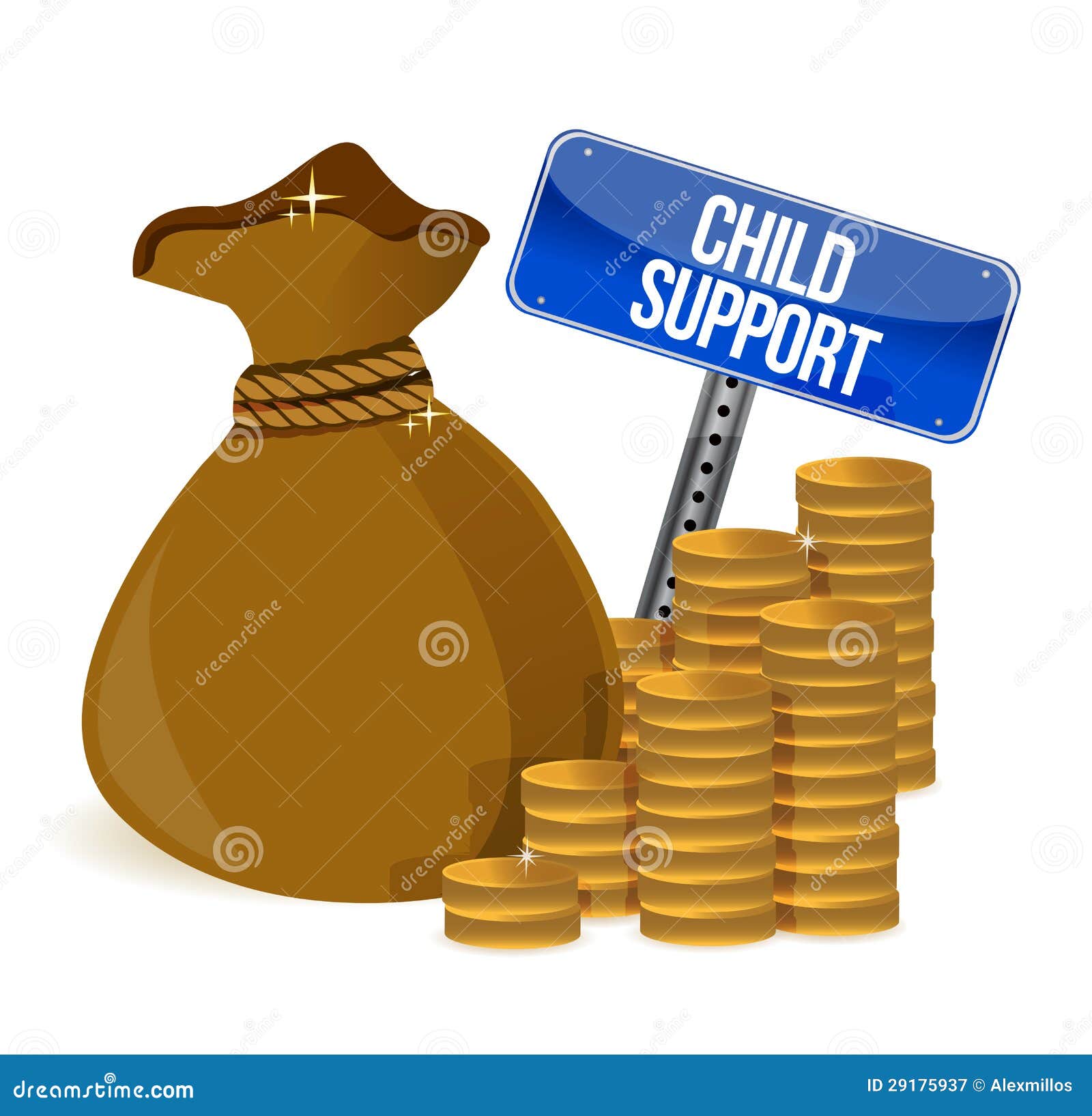 Bag with Child Support Signs Stock Illustration - Illustration of ...