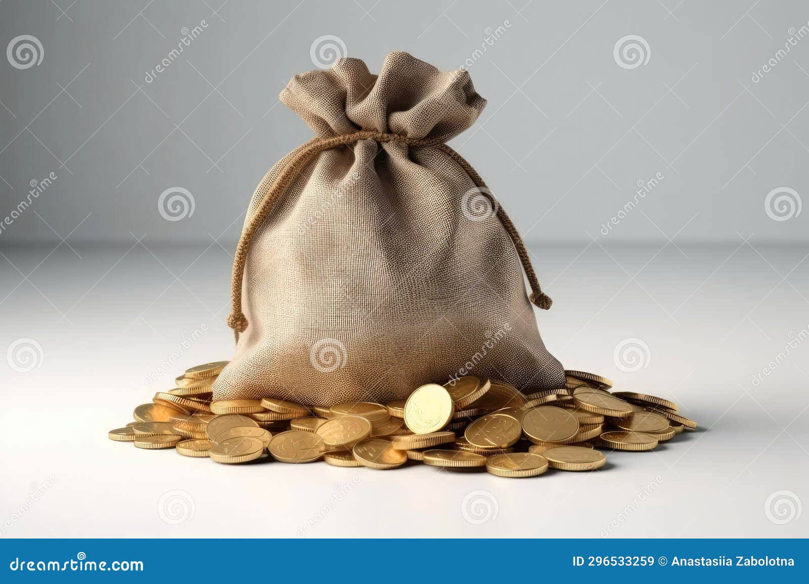 Bag of Coins on White Background. Generative AI Stock Illustration ...