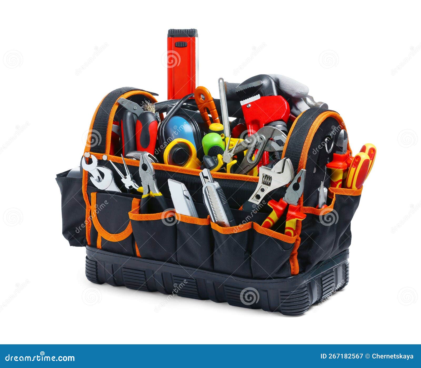 Bag with Different Tools Isolated on White Stock Image - Image of ...