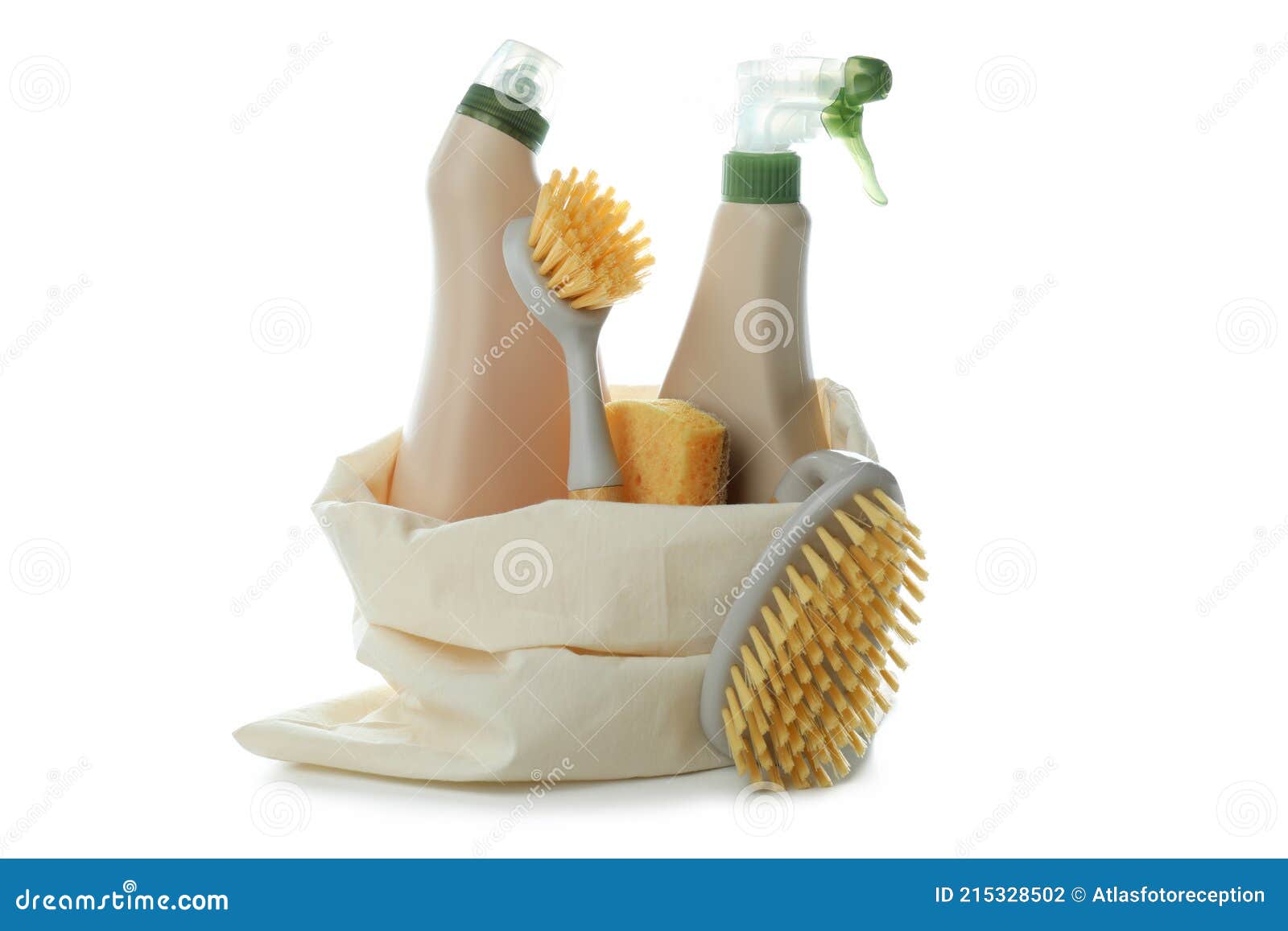 Bag with Eco Friendly Cleaning Tools Isolated on White Background Stock ...