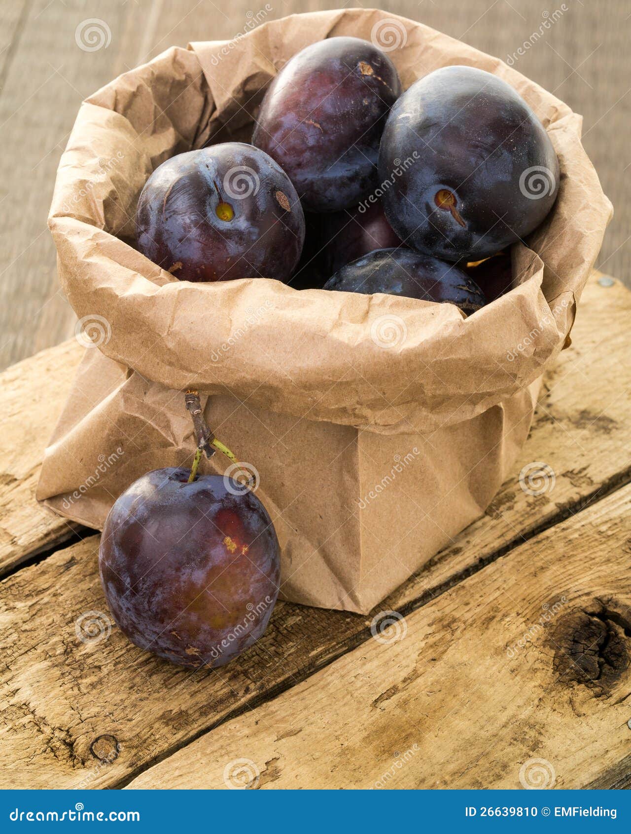 Bag of Fresh Purple Plums stock photo. Image of ripe - 26639810
