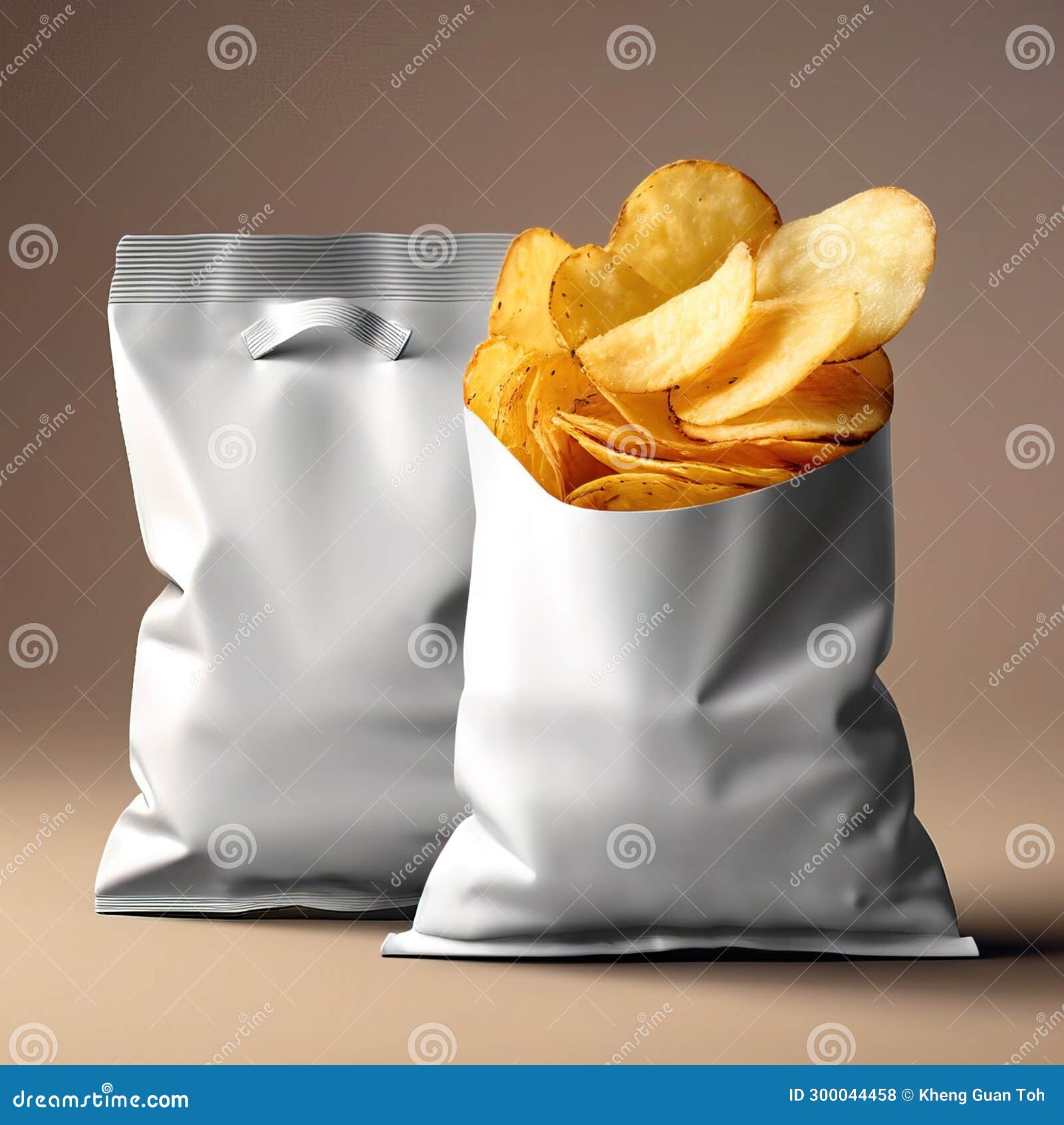 Bag of Fried Potato Chips, Blank Generic Packaging Mockup Photo Stock ...