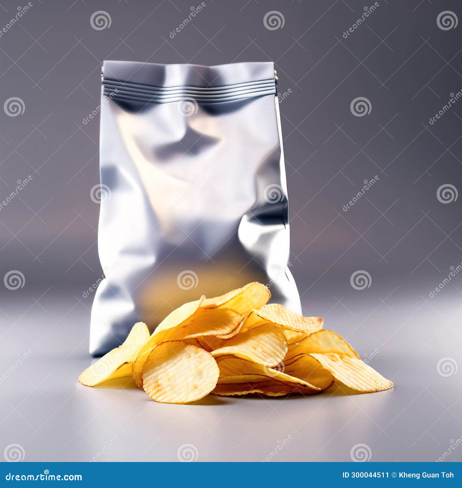 Bag of Fried Potato Chips, Blank Generic Packaging Mockup Photo Stock ...