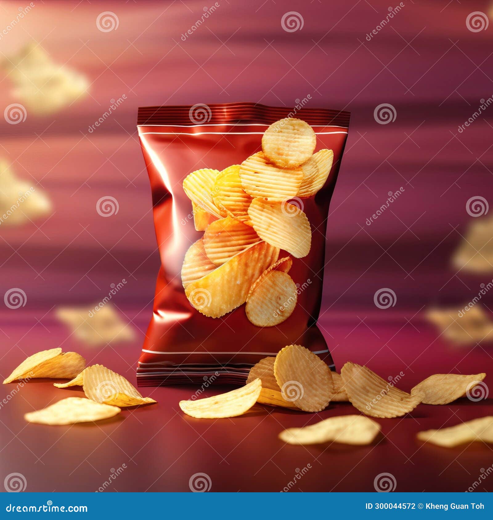 Bag of Fried Potato Chips, Blank Generic Packaging Mockup Photo Stock ...
