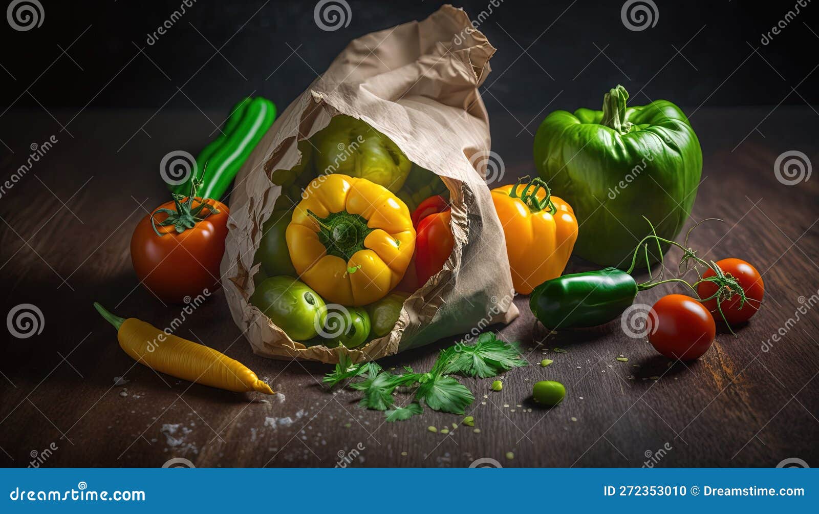 A Bag Full of Different Types of Vegetables on a Table Stock ...