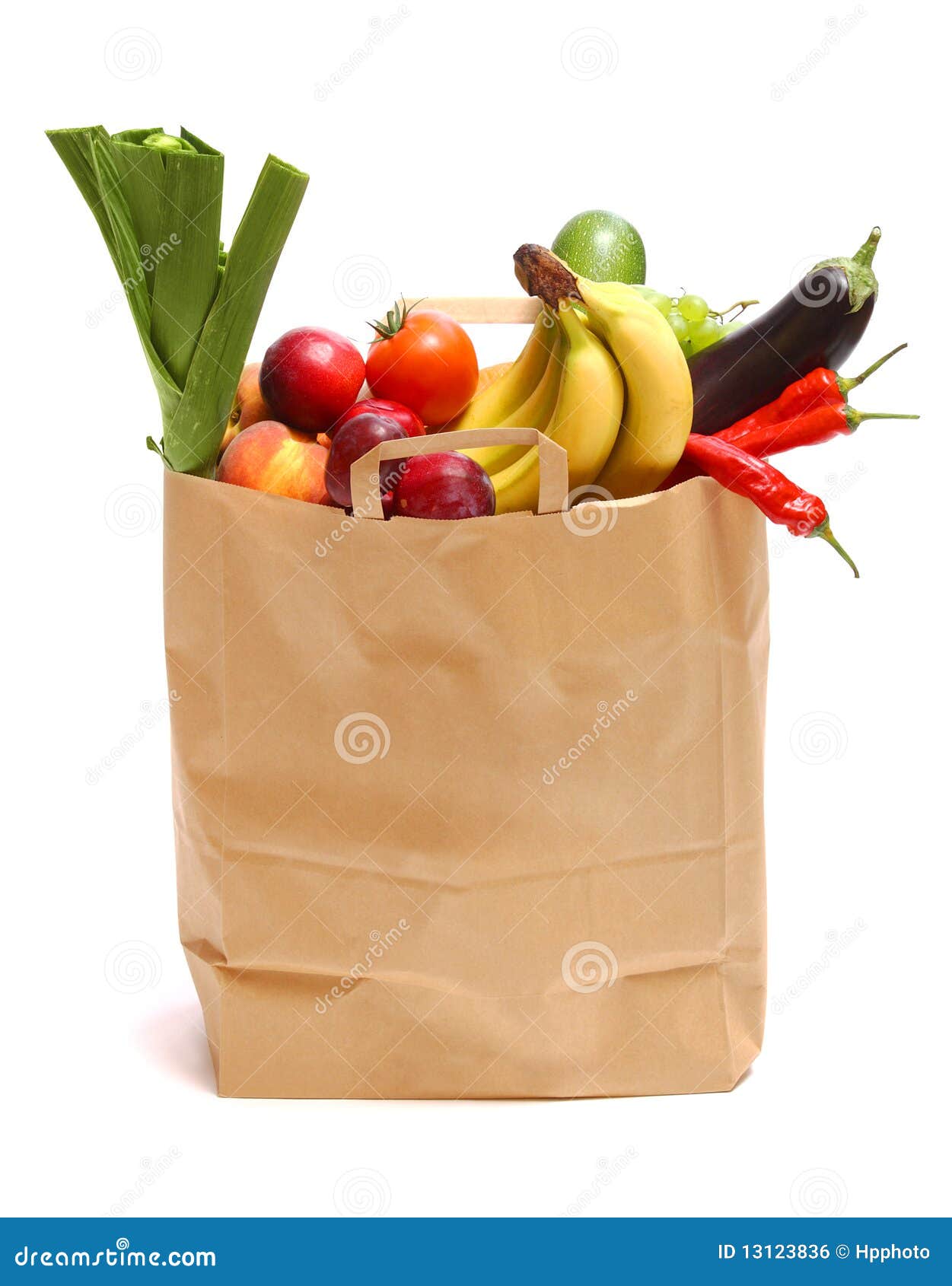 Bag Full of Healthy Fruits and Vegetables Stock Photo - Image of ...