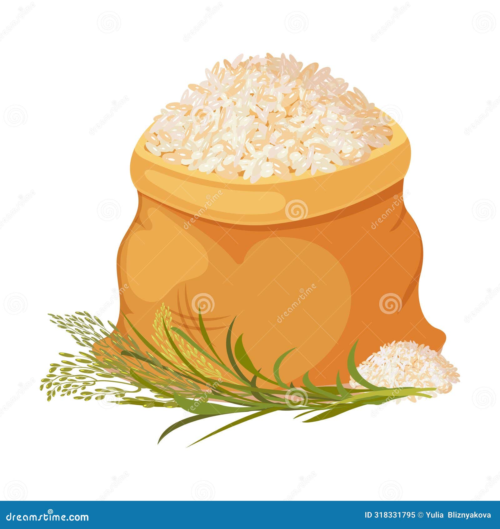Bag Full of Rice. Harvest of Grain Crops with Ears Stock Vector ...