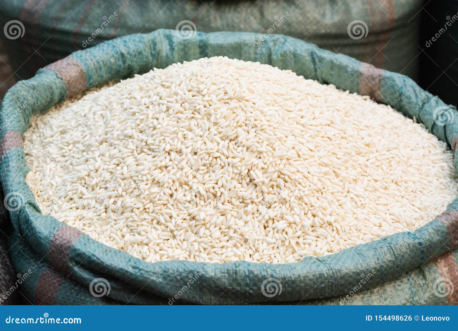 Bag Full of White Rice on the Asian Market Stock Photo - Image of rice ...