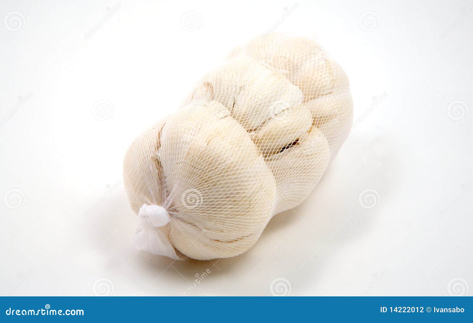 Bag of Garlic Isolated on White Stock Photo - Image of nylon, food ...