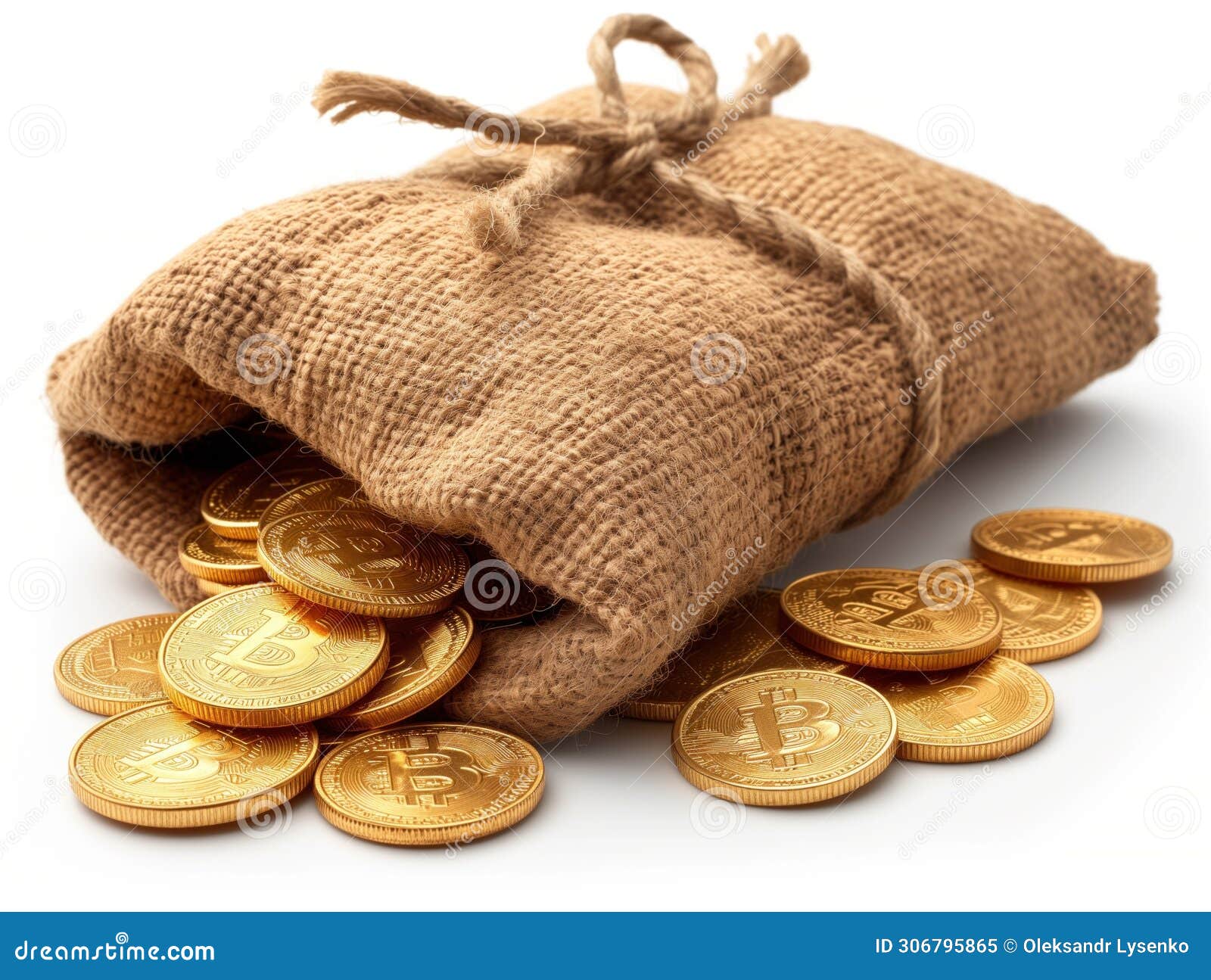 Bag of Gold on White Background Stock Illustration - Illustration of ...