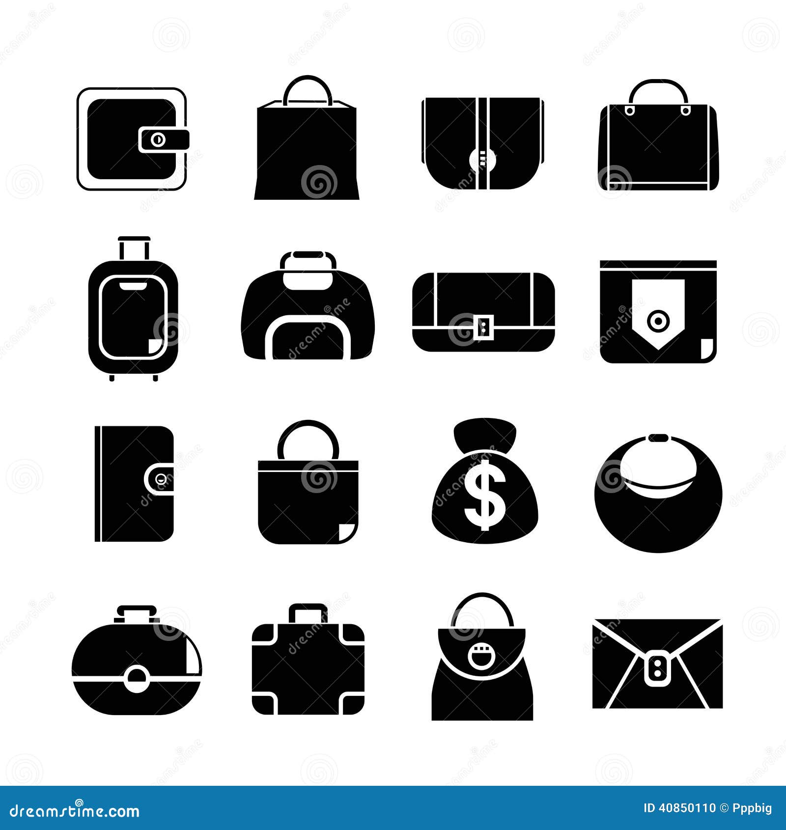 Bag icons stock illustration. Illustration of items, accessory - 40850110