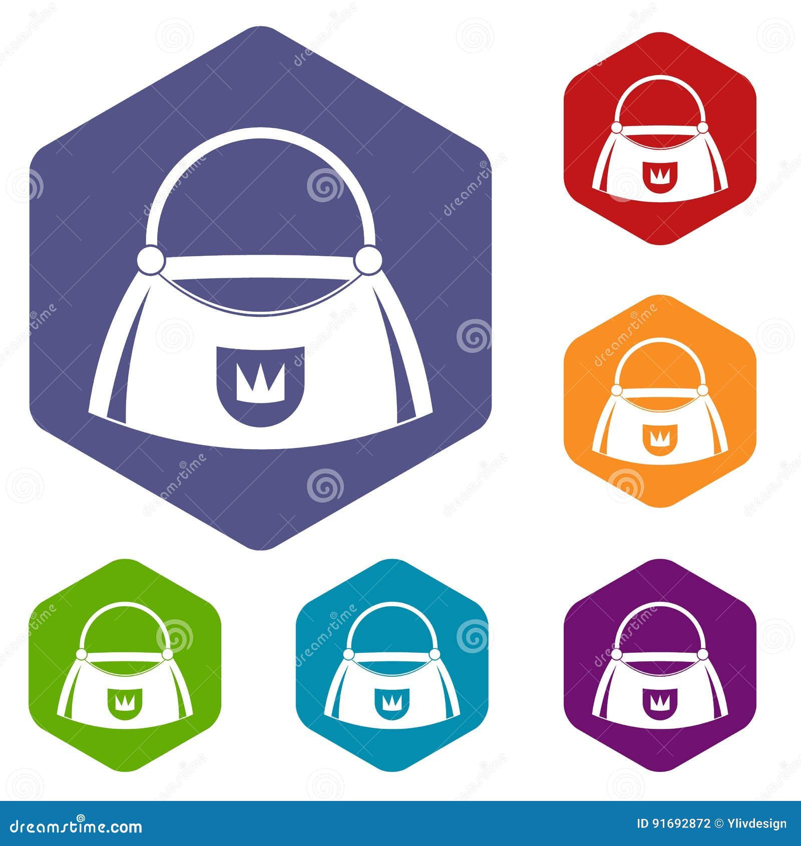 Bag icons set hexagon stock vector. Illustration of baggage - 91692872