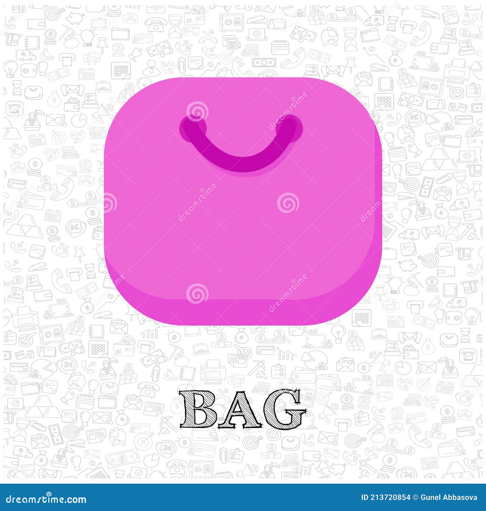 Bag Isolated Flat Illustration. Pink Bag Design Element for ...