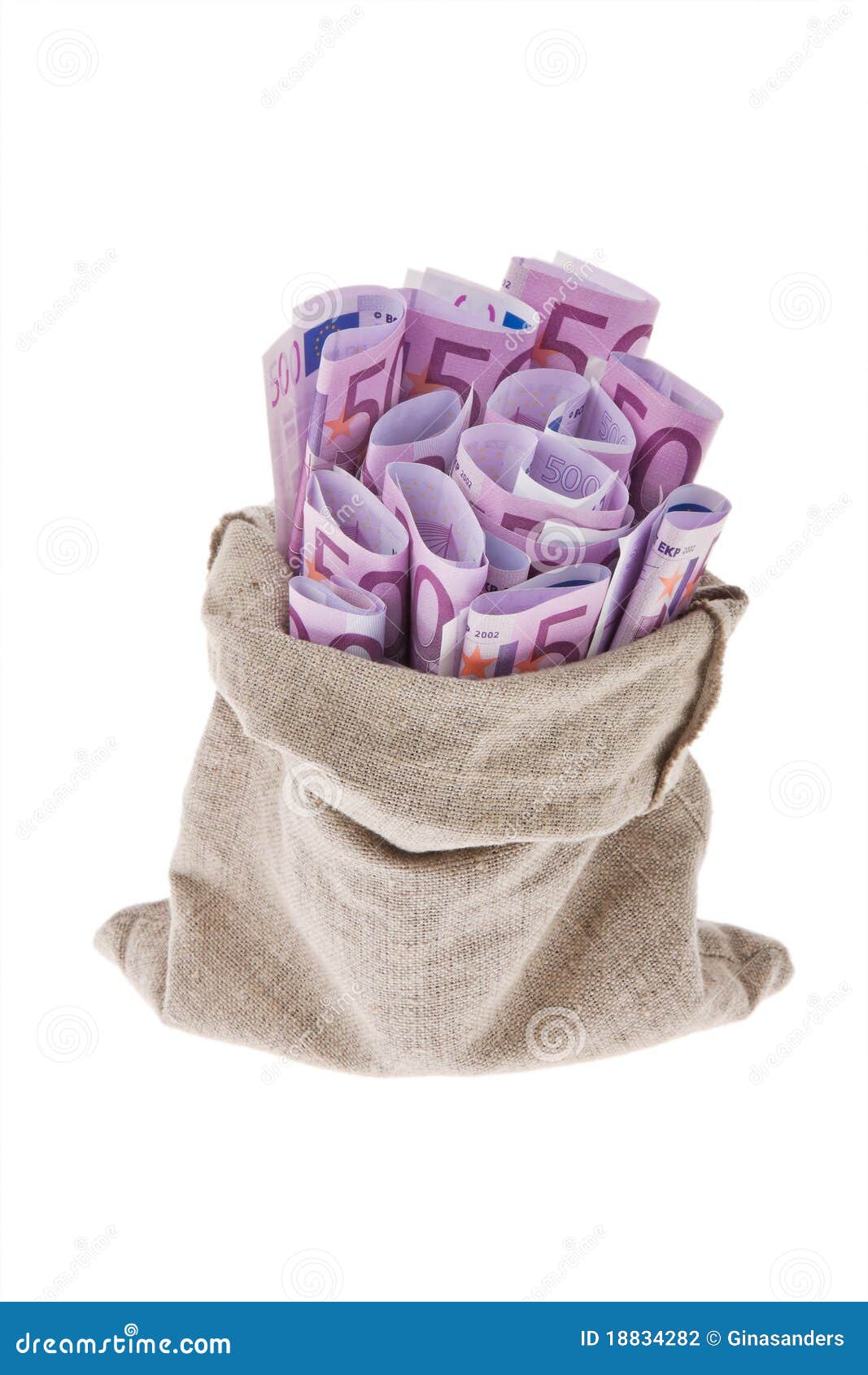 Bag with Lots of ? Banknotes Stock Photo - Image of cash, finance: 18834282