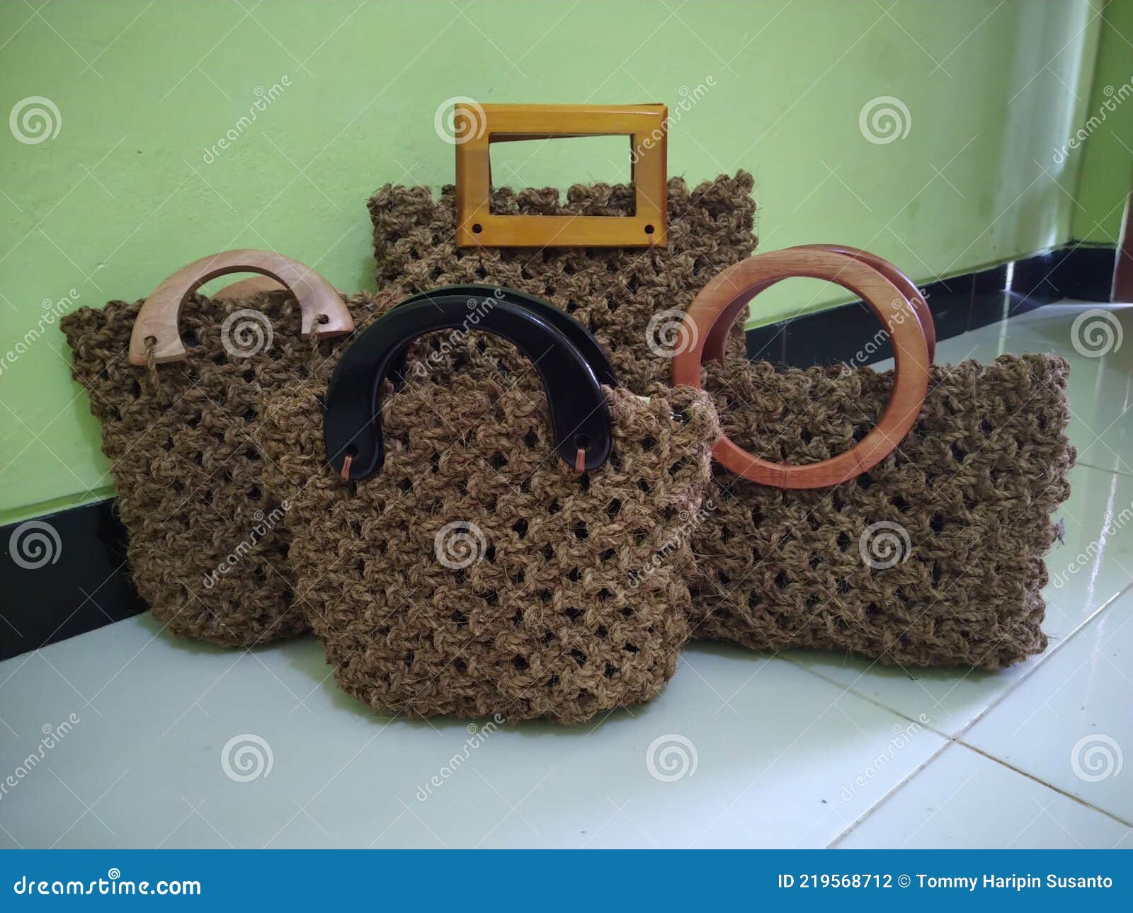 A Bag Made of Coconut Fibers Stock Photo - Image of wool, pattern ...