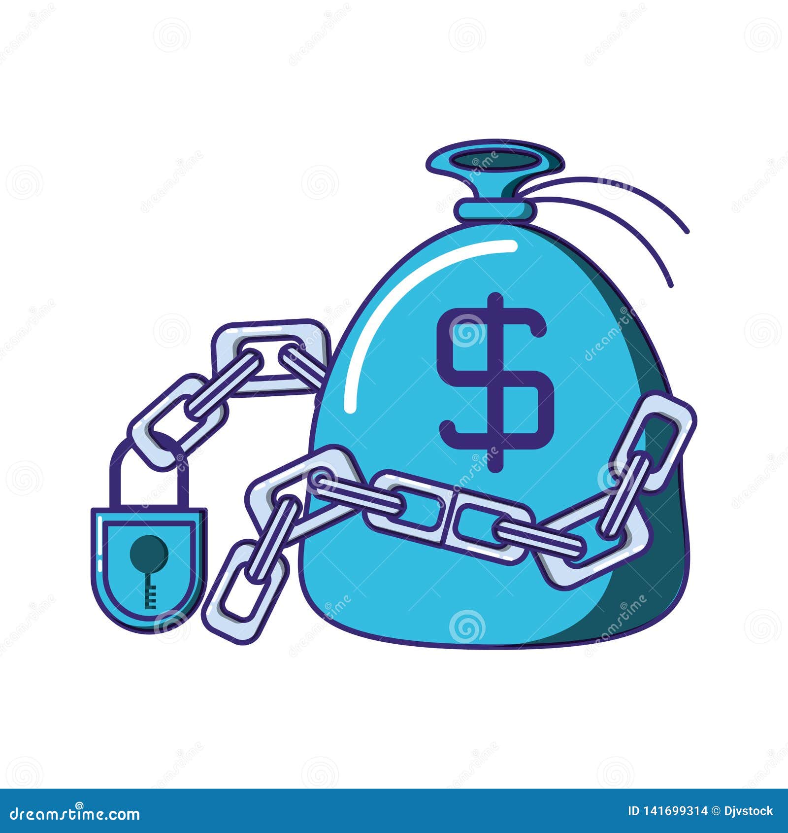 Bag Money with Chain and Padlock Stock Vector - Illustration of ...