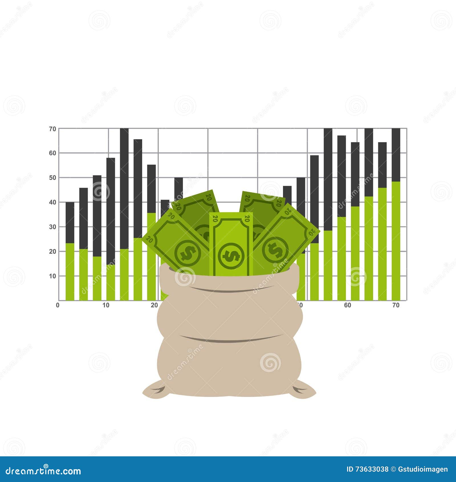 Bag Money with Statistics Isolated Icon Design Stock Illustration ...
