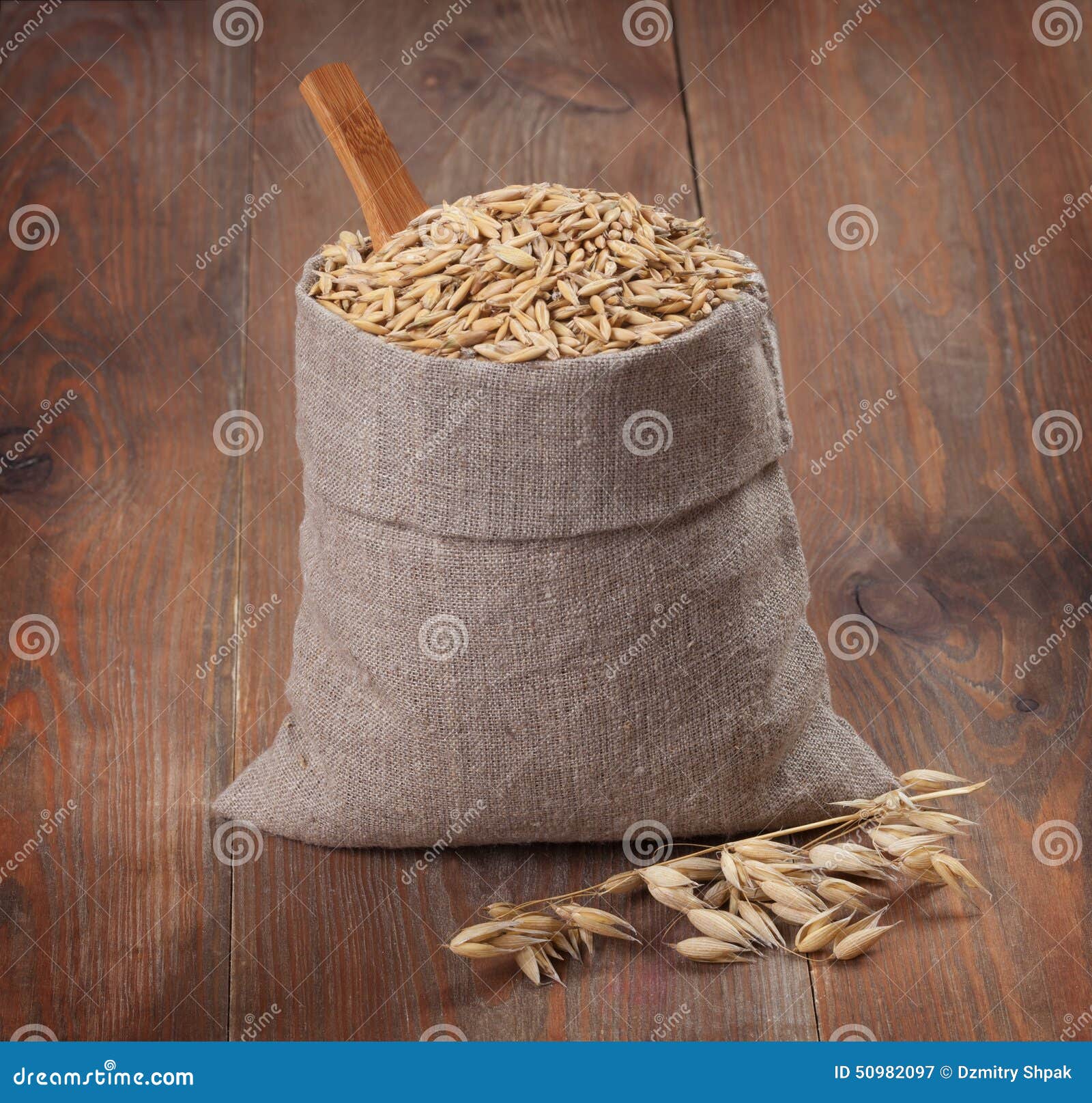 Bag of oats on the boards stock image. Image of rustic - 50982097