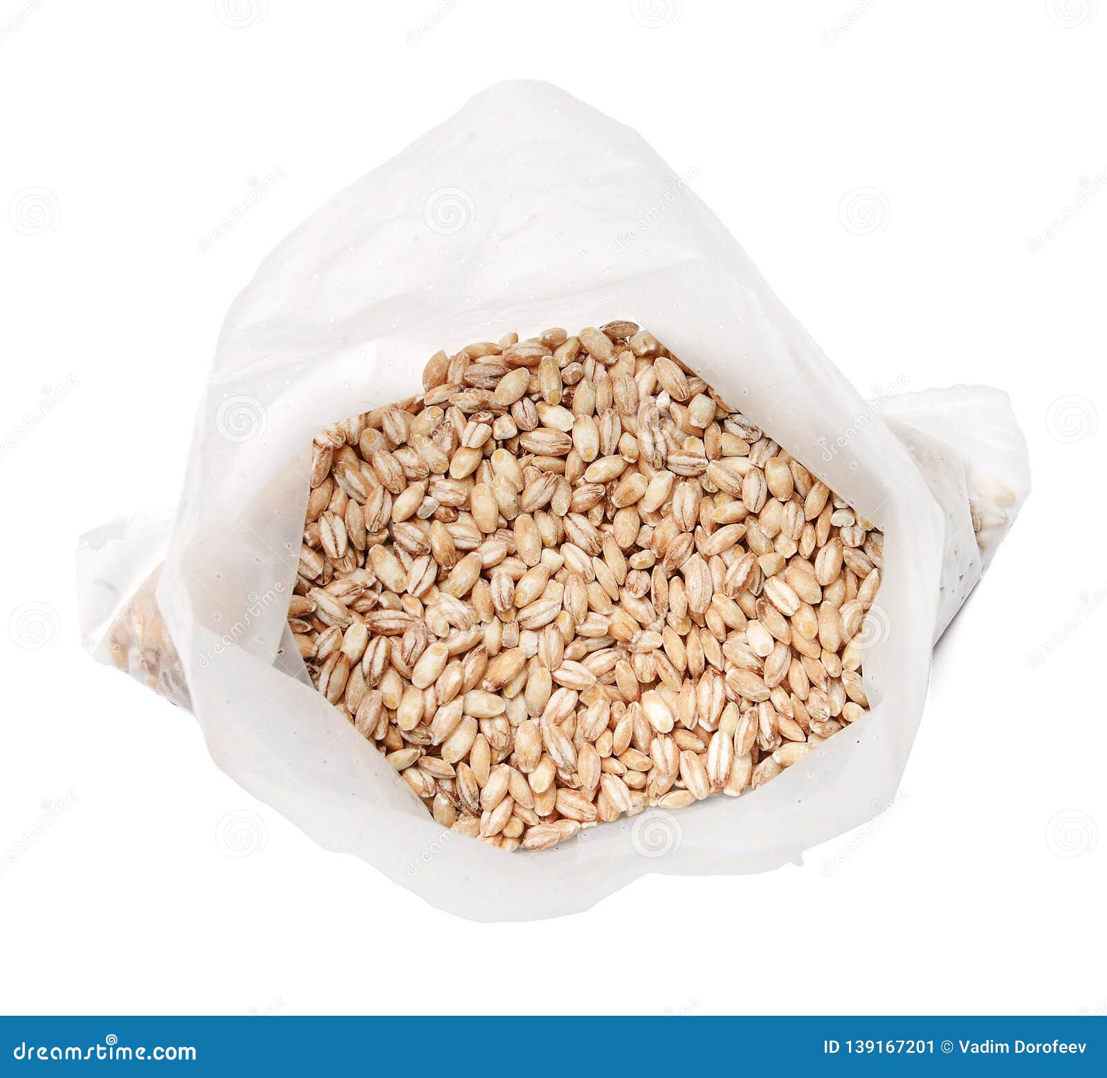 Bag with Pearl Barley on an Isolated White Background. Stock Image ...