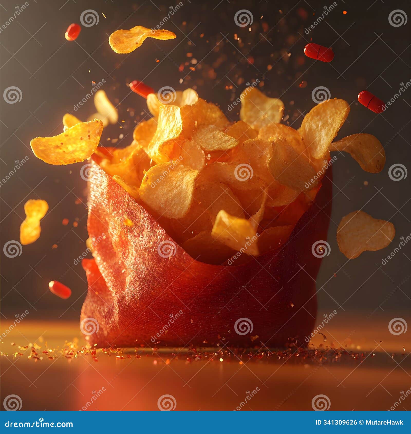 Potato Chips Explosion stock illustration. Illustration of flying ...