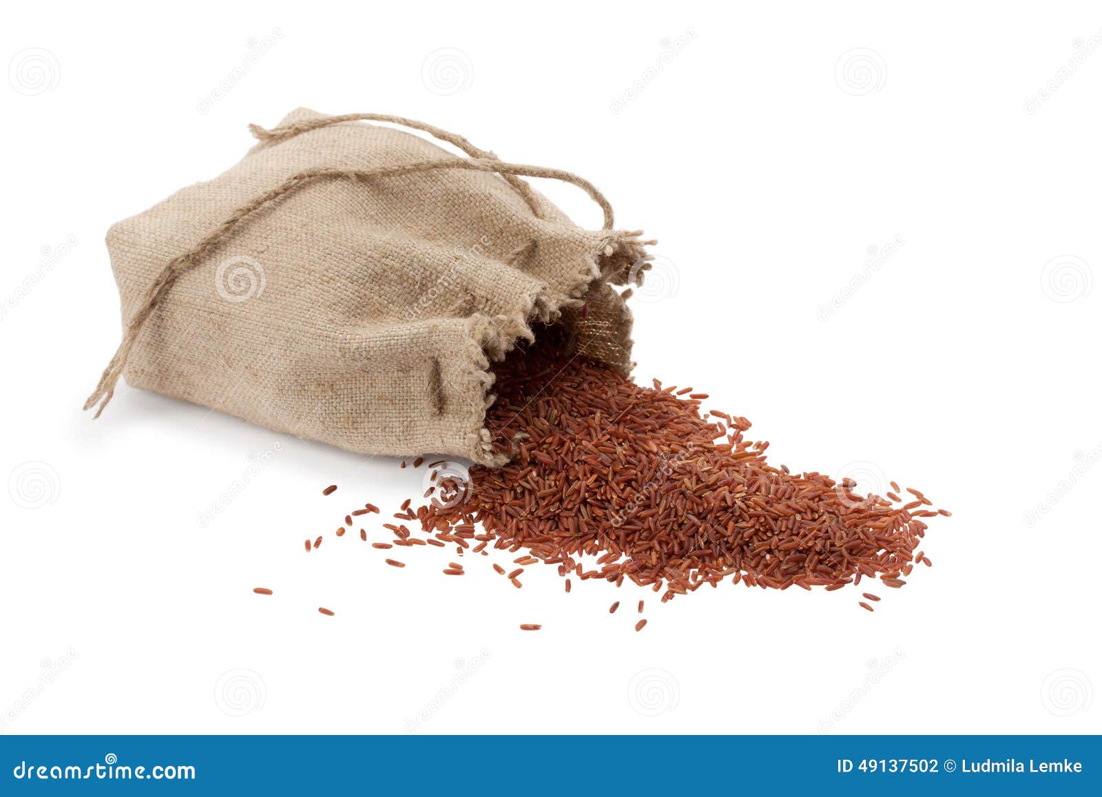 Bag with red rice stock photo. Image of harvest, healthy - 49137502