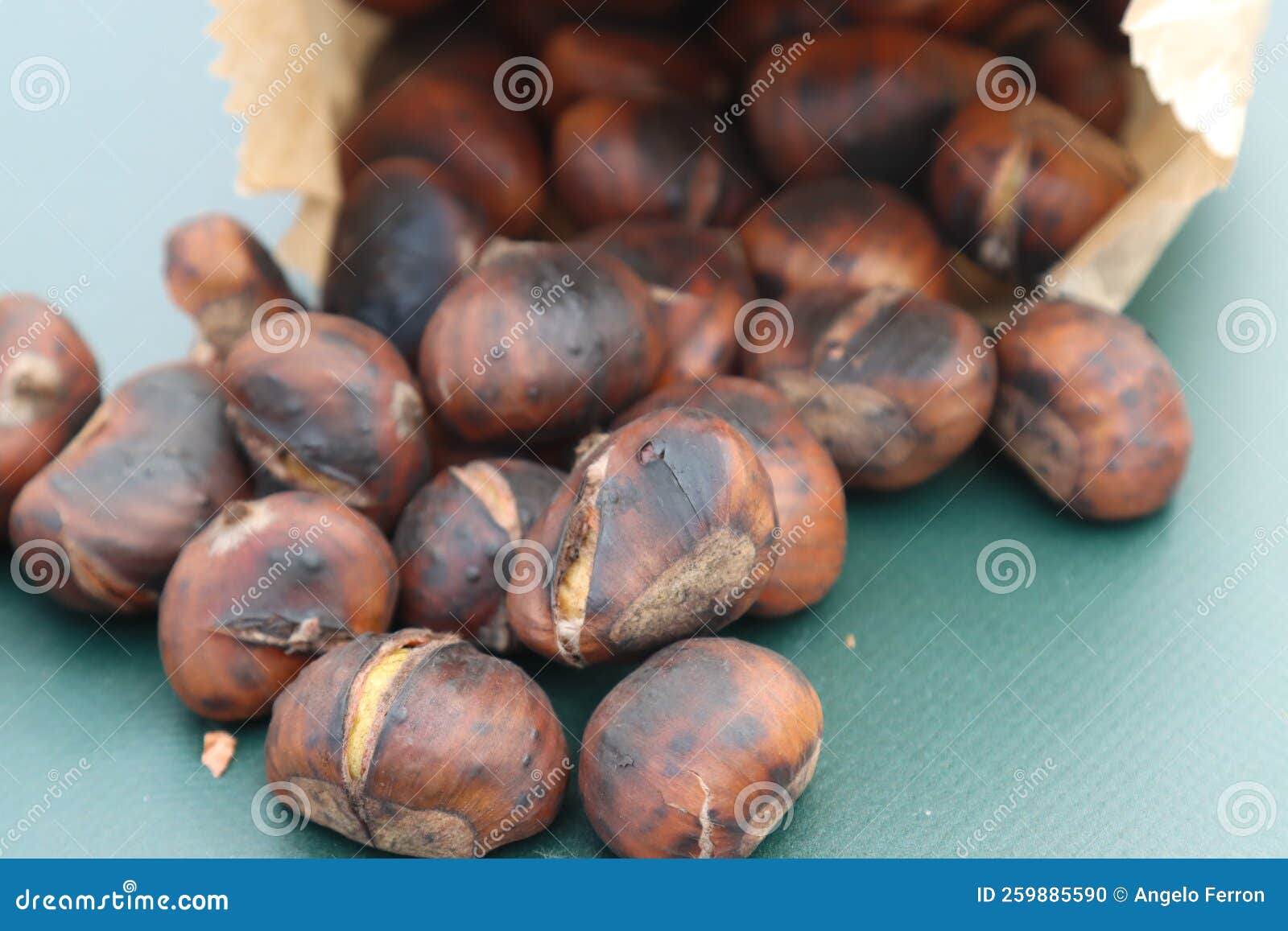 Bag of Roasted Chestnuts To Peel- Stock Photo - Image of heaping ...
