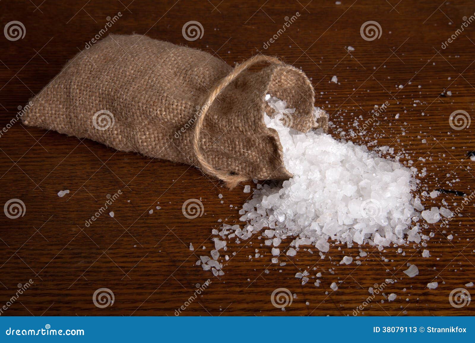 Bag with Salt Scattered on the Table Stock Image - Image of brown ...