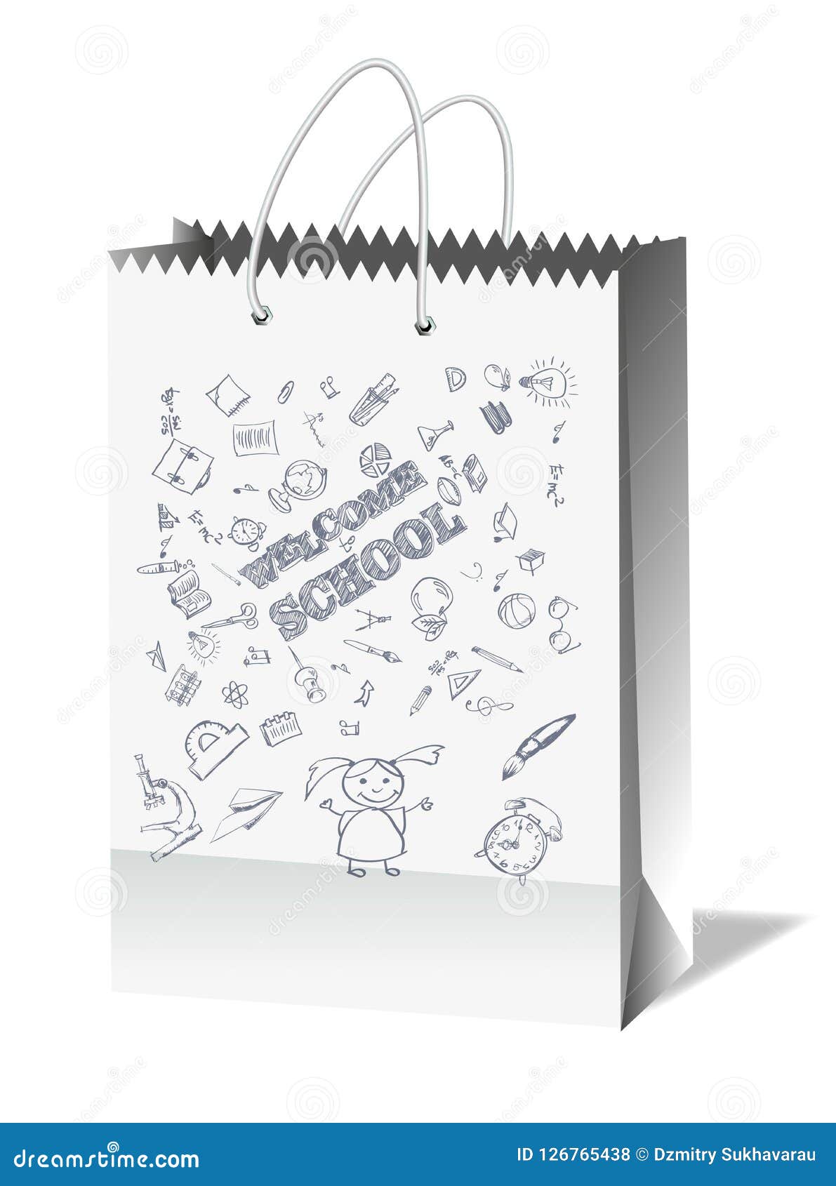 A Bag with School Scribbles. Illustration for a School Stock ...