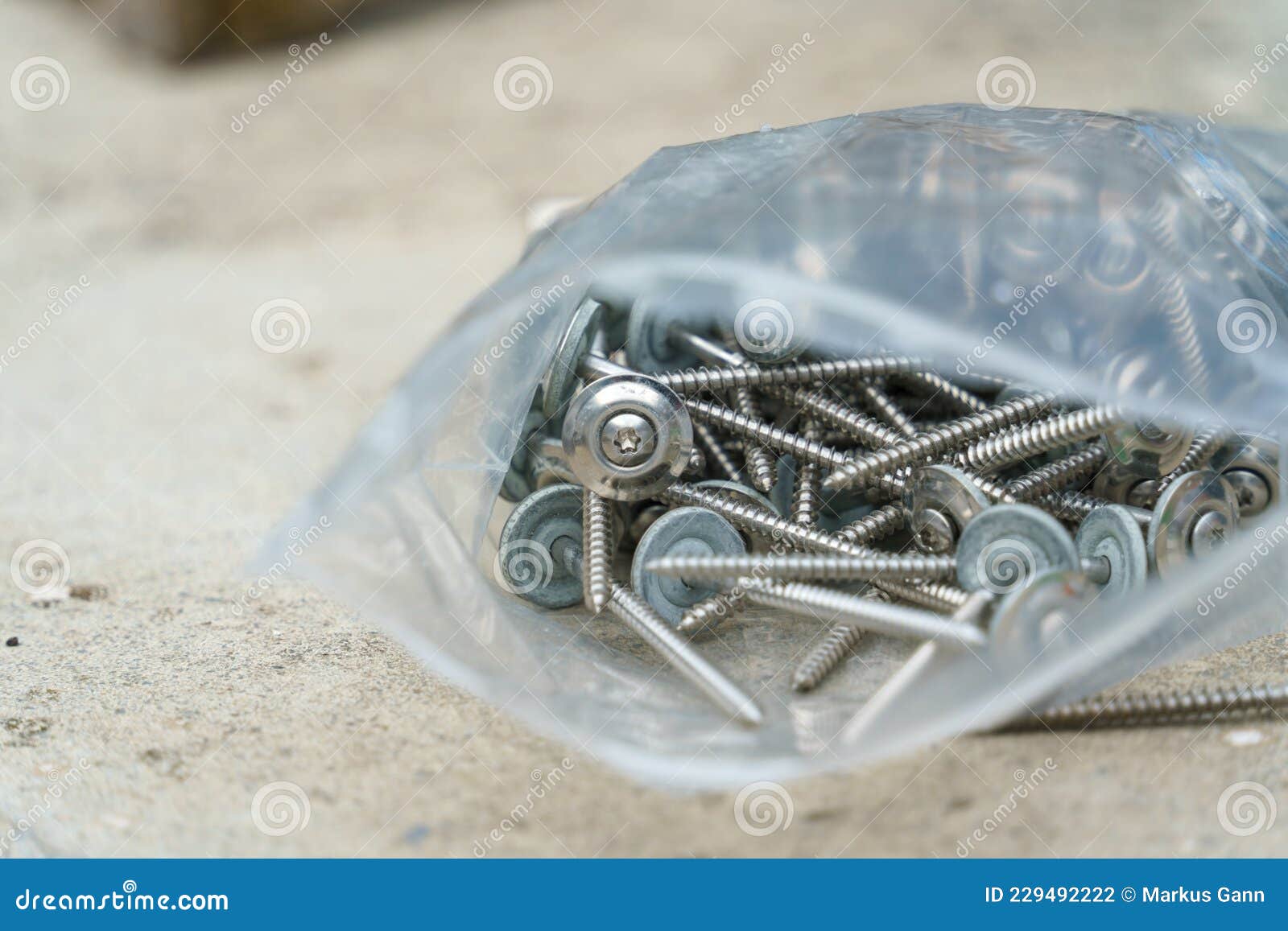 Bag of screws with washers stock photo. Image of industrial - 229492222