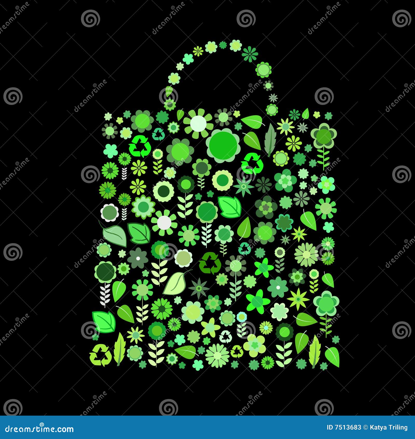 Bag shape stock vector. Illustration of blossom, ornate - 7513683