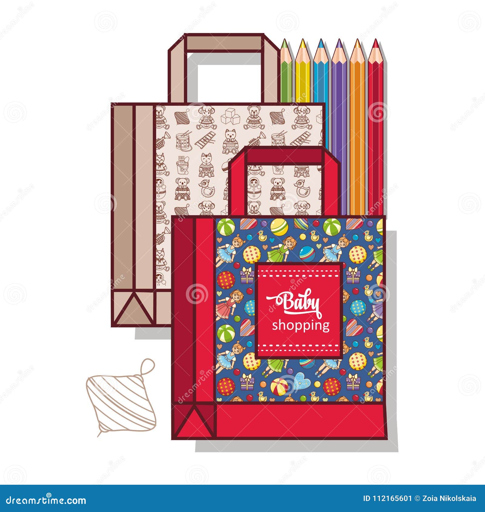 Bag for Shopping. Goods for Kids Stock Vector - Illustration of sweet ...