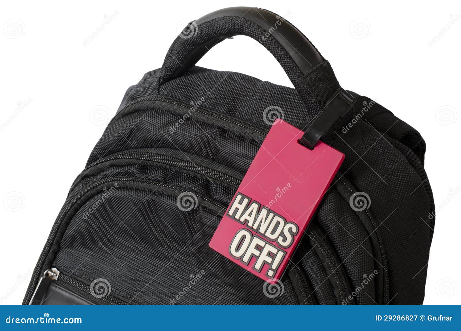 Bag with Sign on it on White Background Stock Image - Image of white ...
