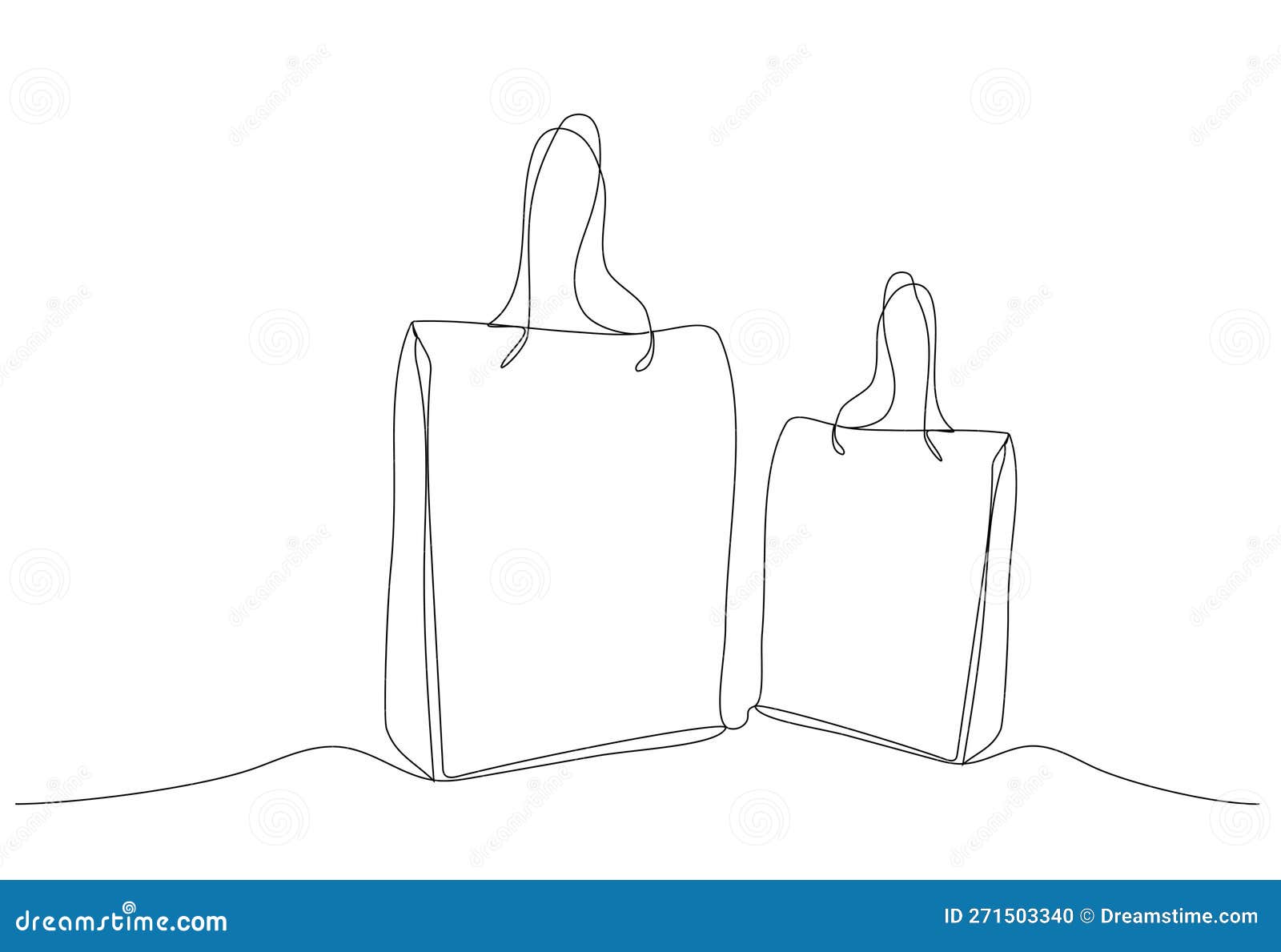 A Bag in the Style of an Artistic Drawing of a Continuous Line. Paper ...