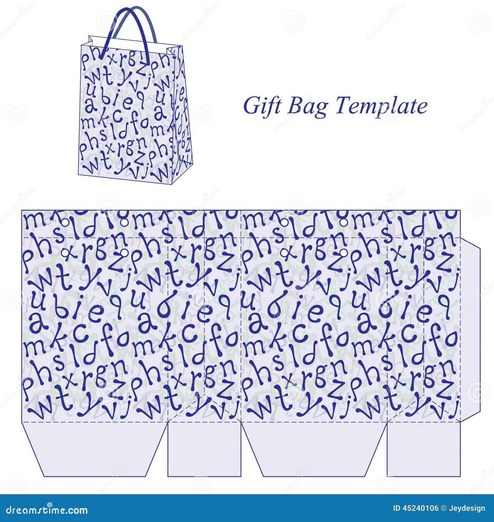 Bag Template with Alphabet Pattern Stock Vector - Illustration of ...