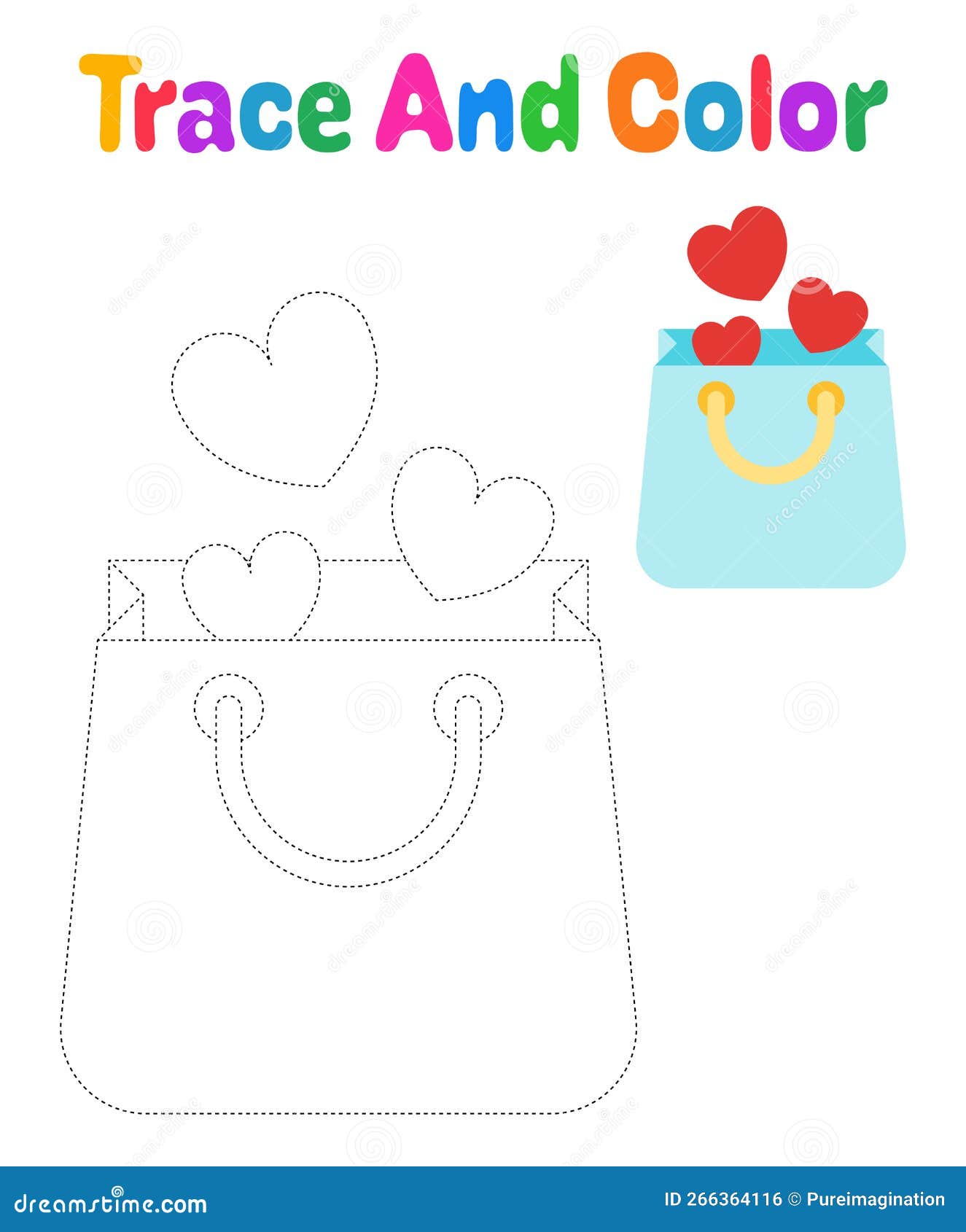 Bag Tracing Worksheet for Kids Stock Vector - Illustration of baby ...