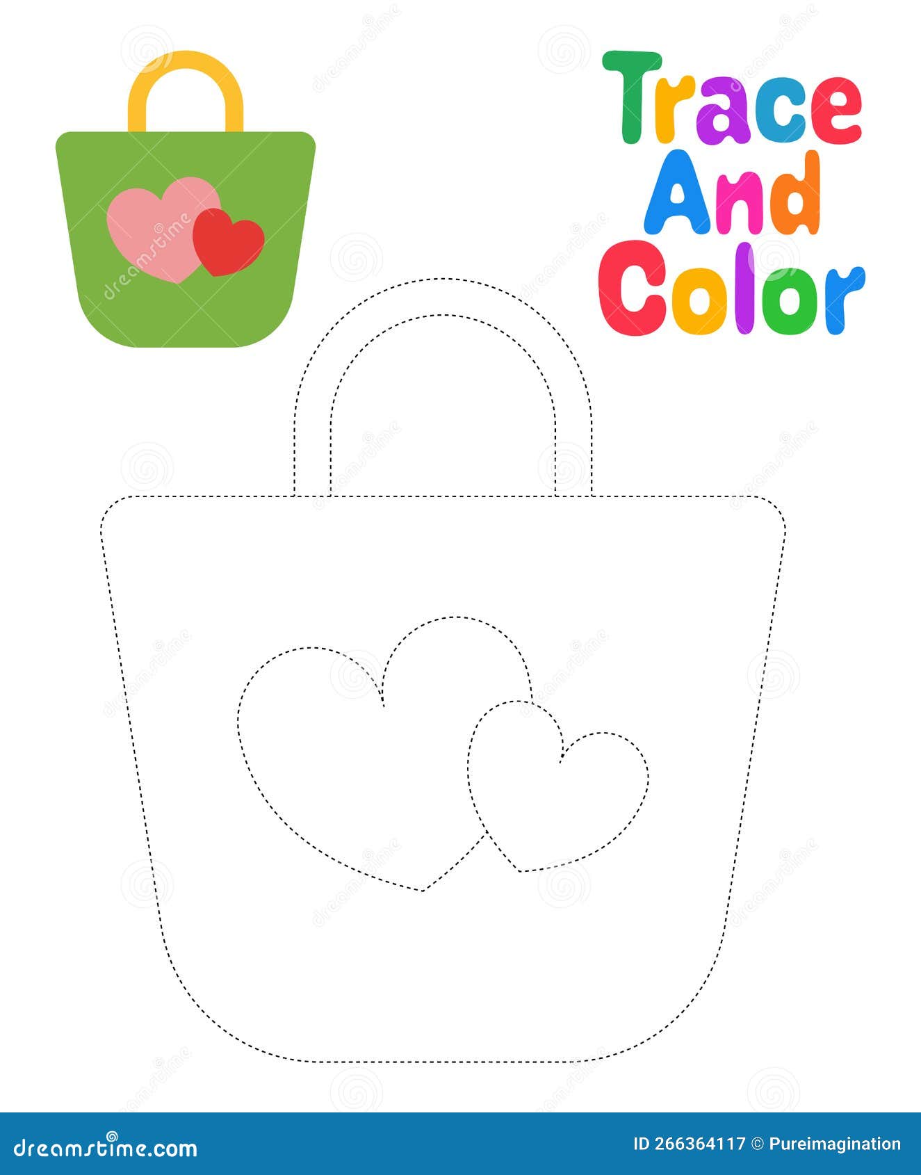 Bag Tracing Worksheet for Kids Stock Vector - Illustration of children ...