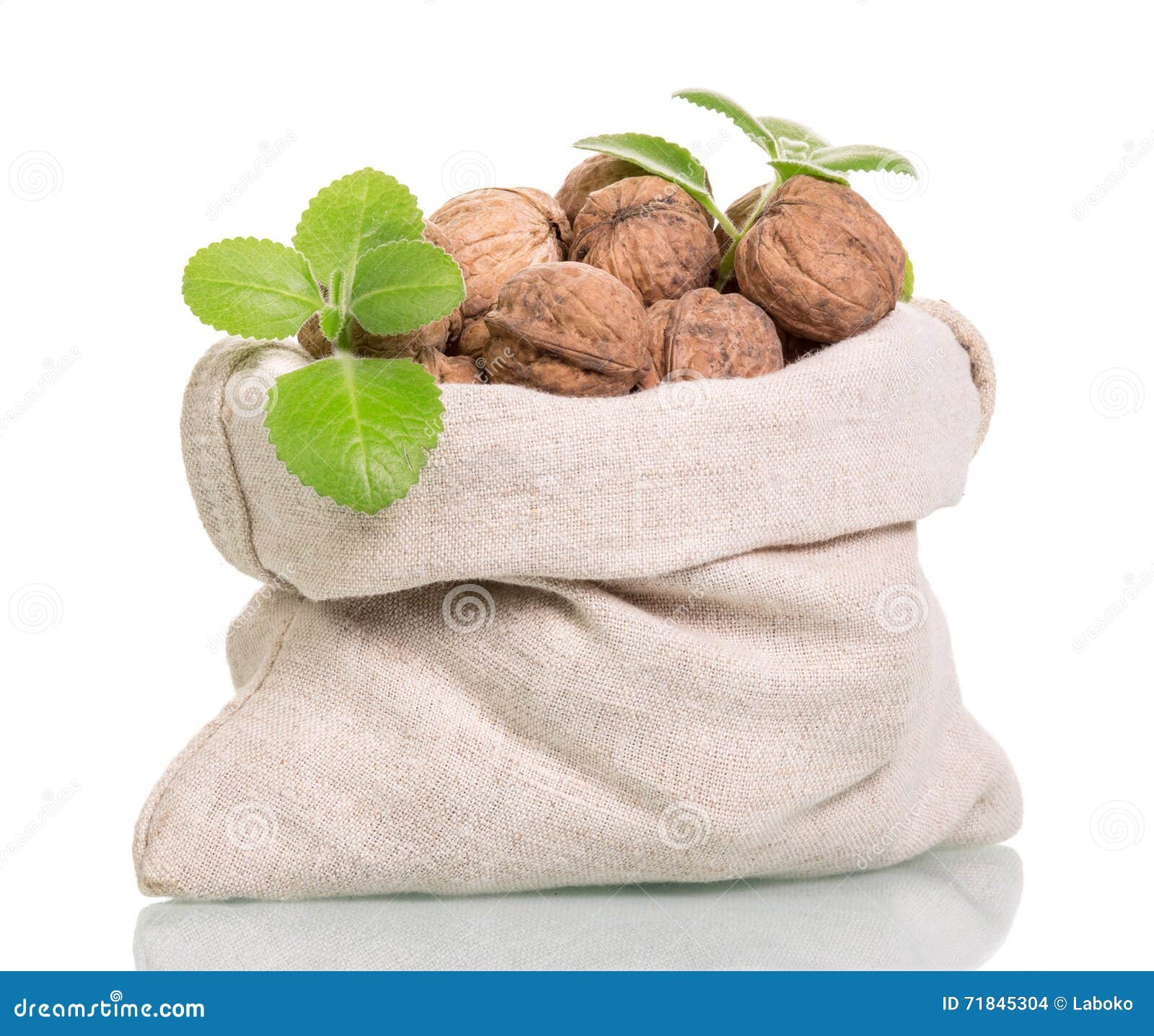 Bag with Whole Walnuts Isolated on White. Stock Photo - Image of diet ...