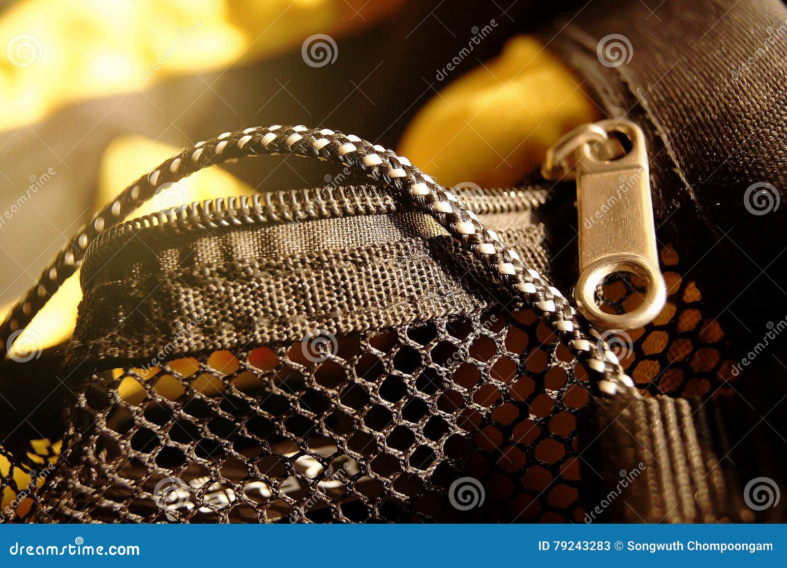 Bag and Zipper Black Light Yellow Light Effect Stock Image - Image of ...