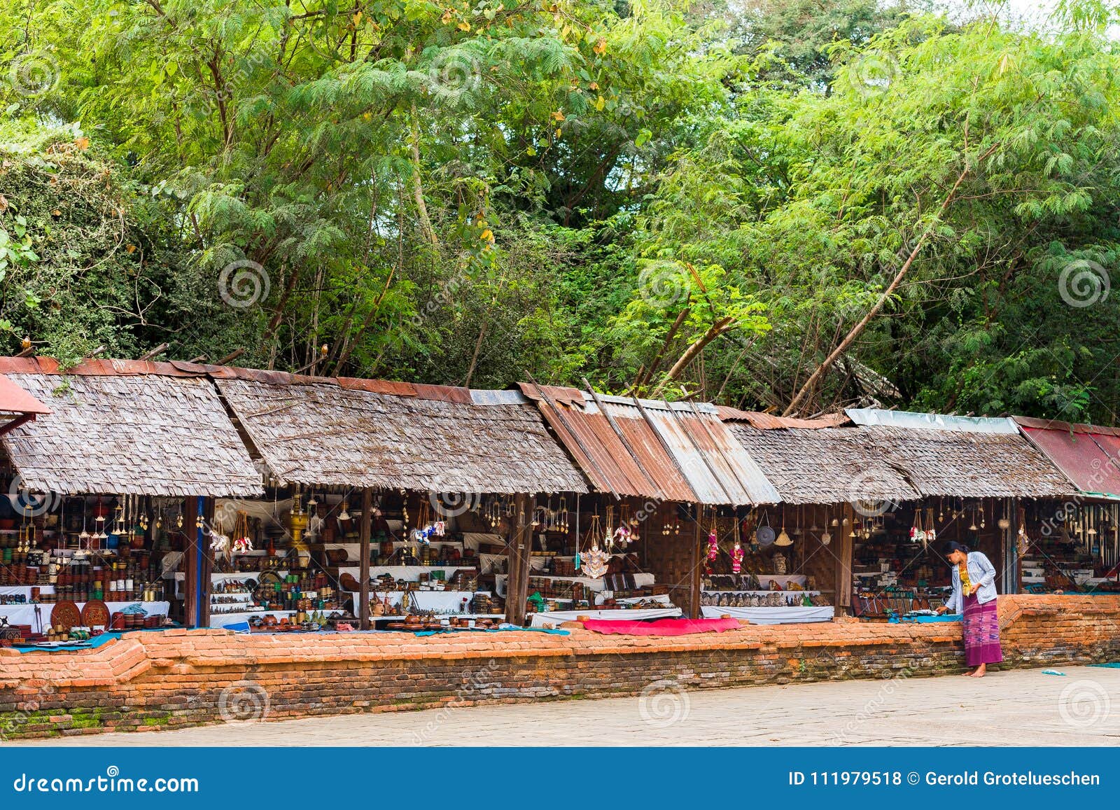 BAGAN, MYANMAR - DECEMBER 1, 2016: Souvenir Shops. Copy Space for Text ...