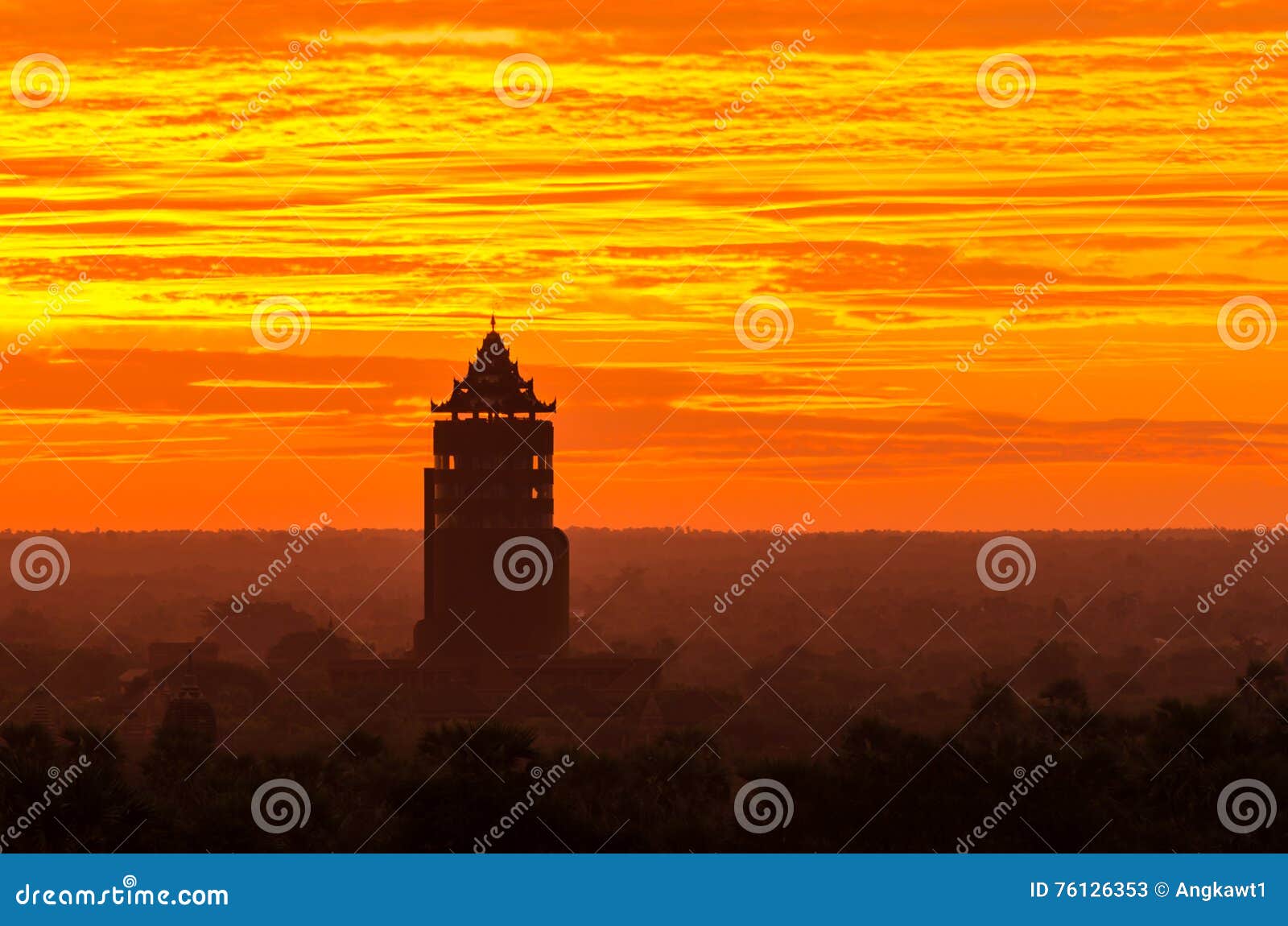 Bagan Nan Myint Tower at Dawn, 360 Viewing Tower Stock Image - Image of ...