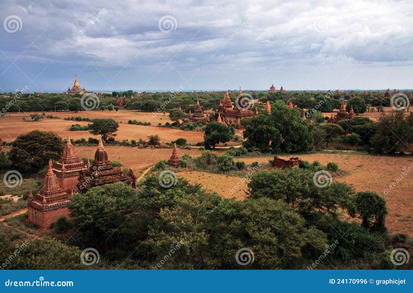Bagan panorama, Myanmar stock photo. Image of buddhist - 24170996