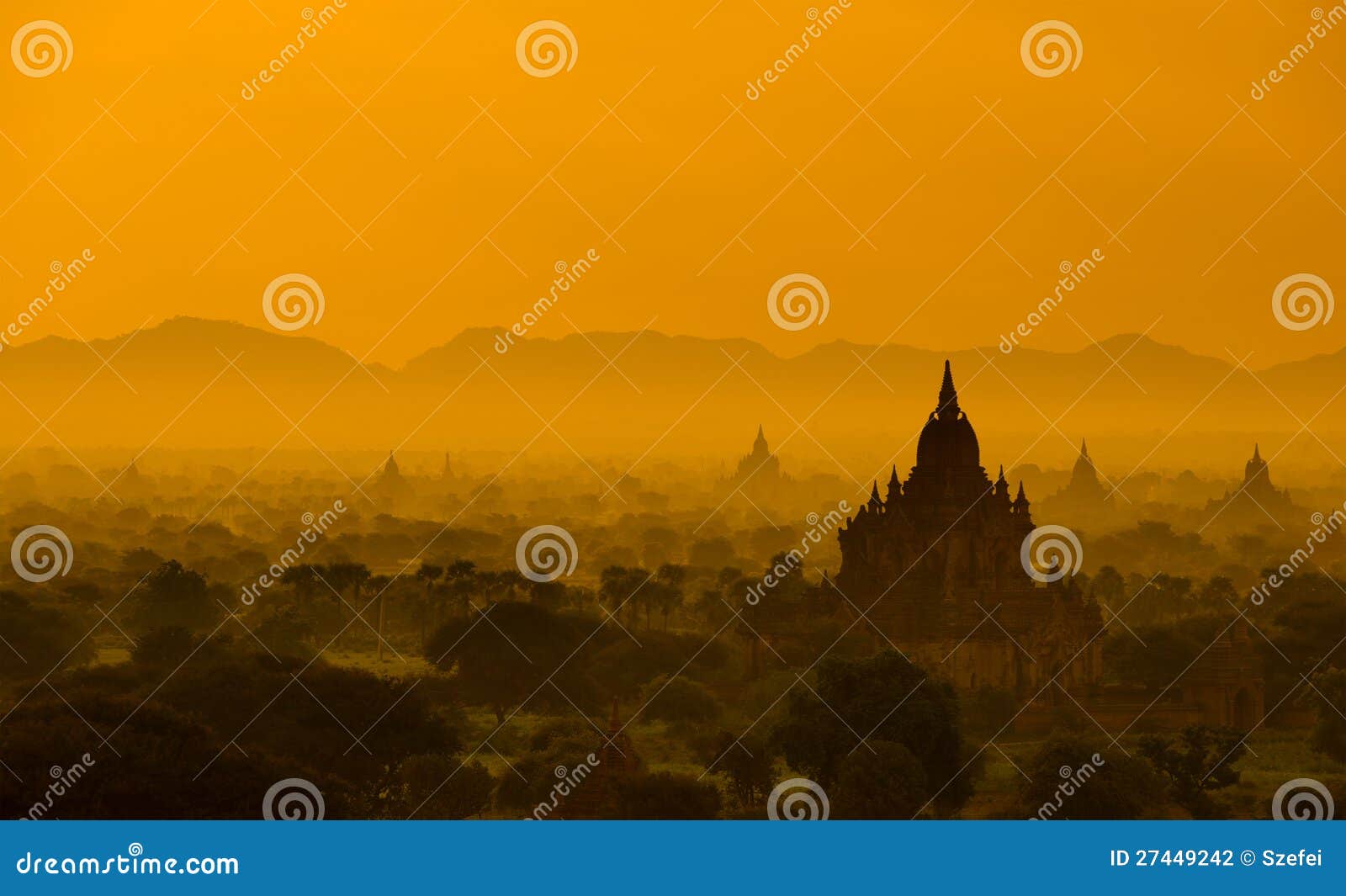 Bagan sunrise stock photo. Image of monument, silhouette - 27449242